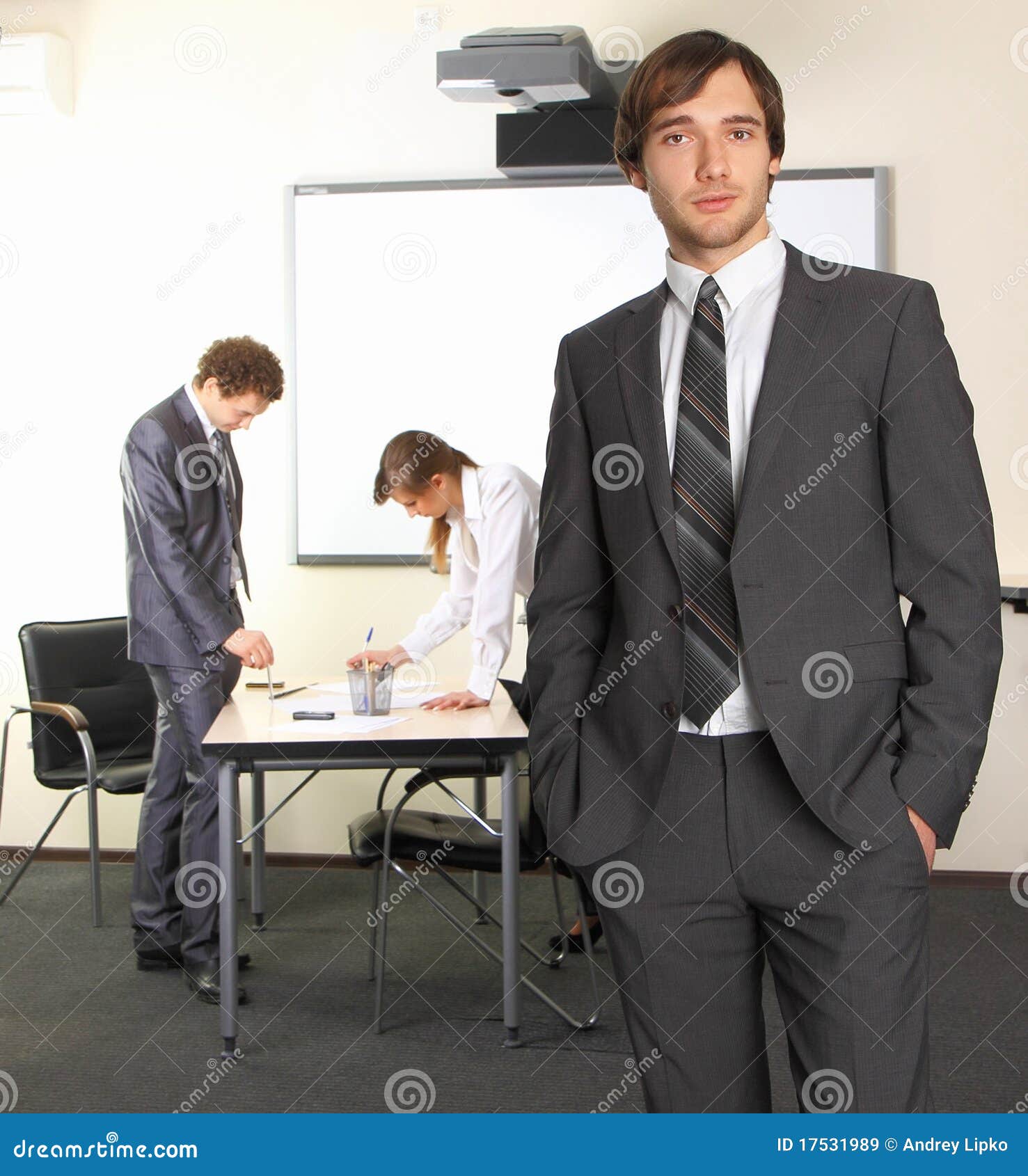 Business Man with Team Mates Stock Image - Image of confident ...