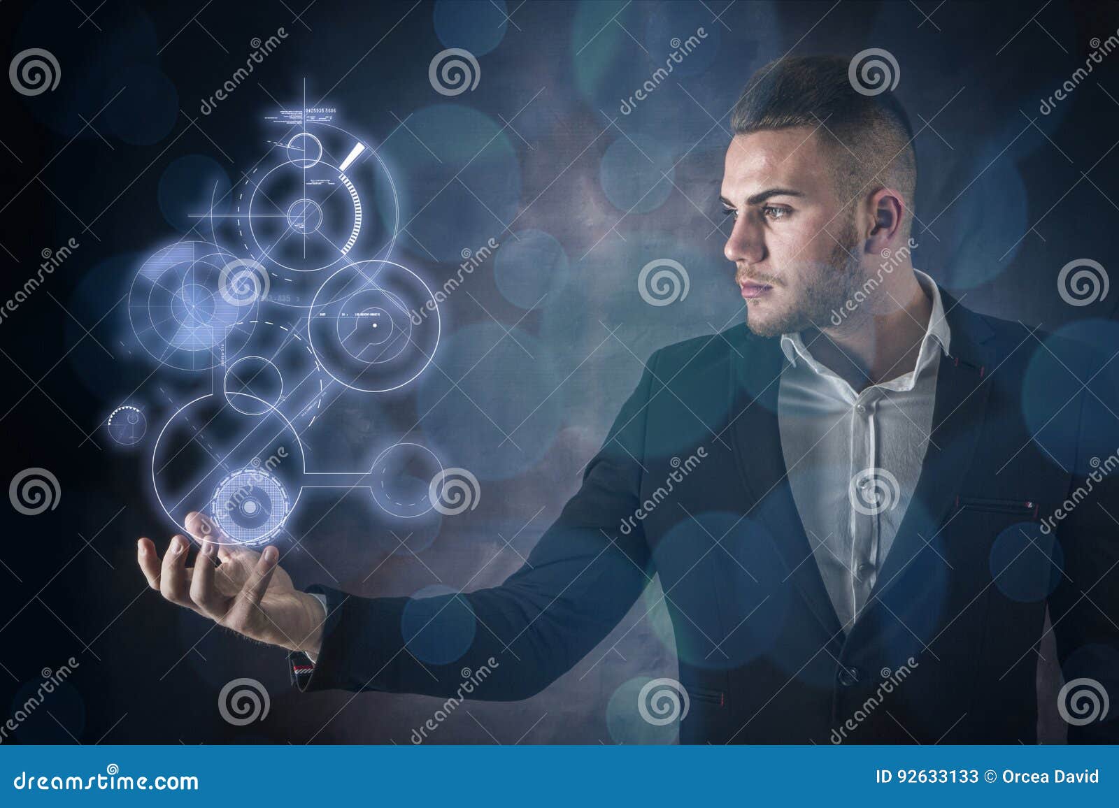 Business Man and Technology Stock Image - Image of businessman, display ...