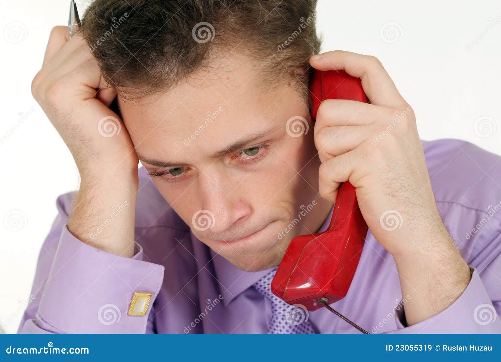 Business Man with Telephone Stock Image - Image of caucasian, pretty ...