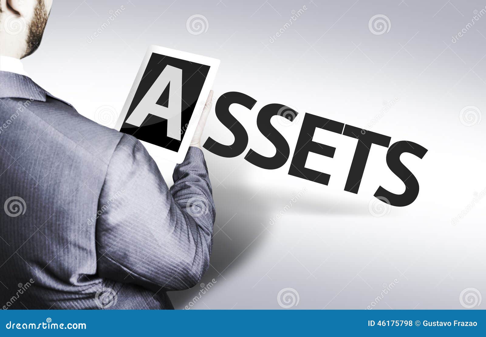 Business Man with the Text Assets in a Concept Image Stock Photo ...