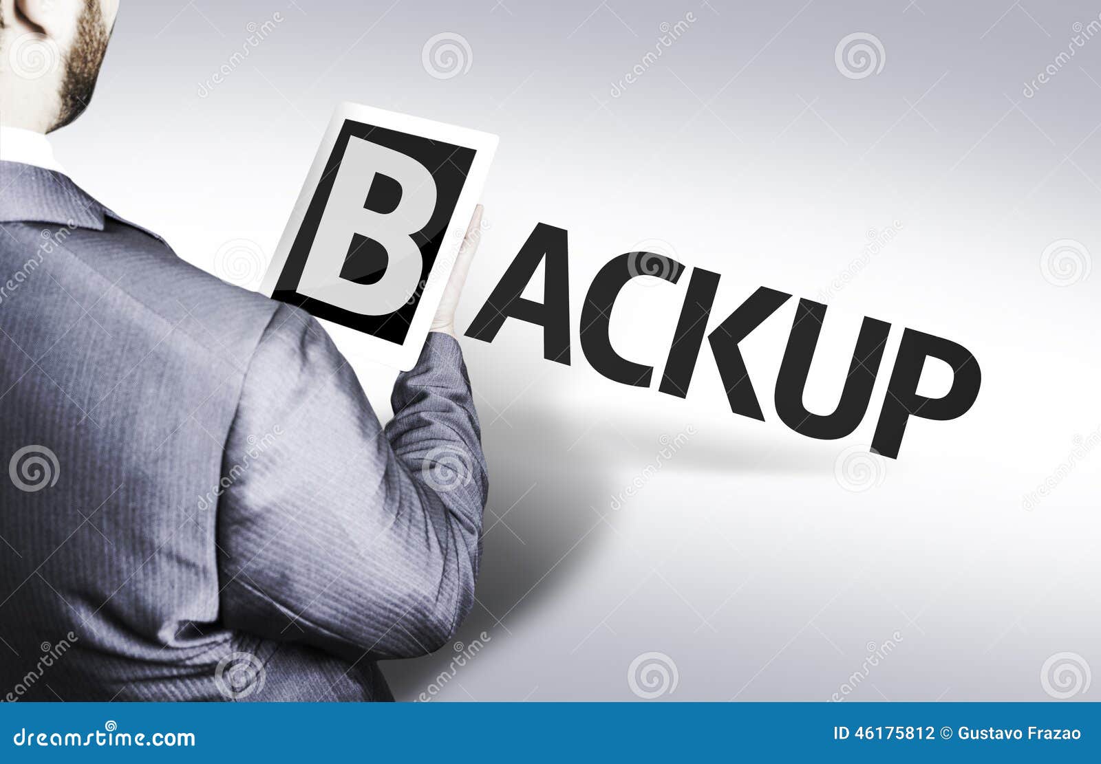 Business Man with the Text Backup in a Concept Image Stock Photo ...