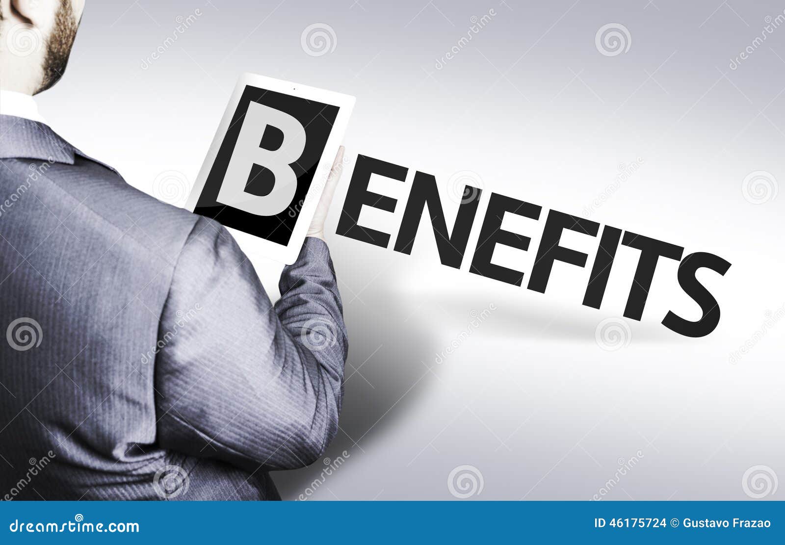 Business Man with the Text Benefits in a Concept Image Stock Photo ...