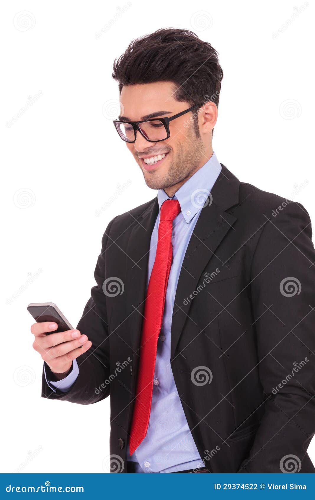 Business Man Texting on His Phone Stock Photo - Image of politician ...