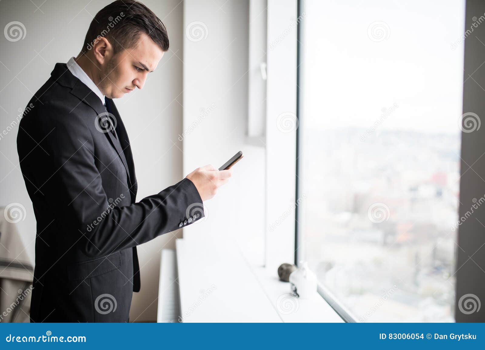 Business Man Texting at Work Stock Photo - Image of fashion, office ...