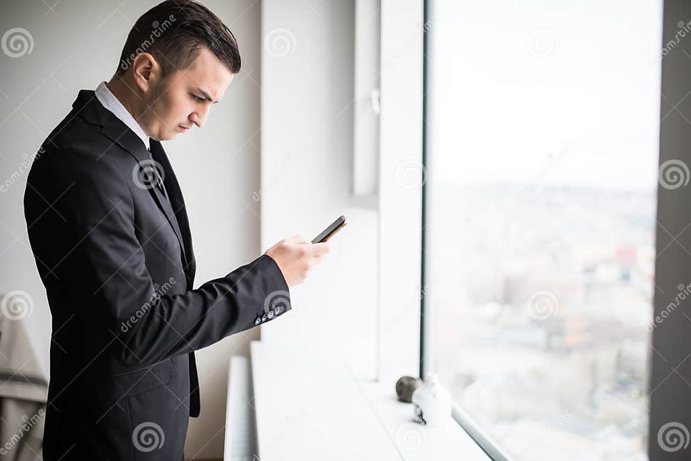 Business Man Texting at Work Stock Photo - Image of fashion, office ...