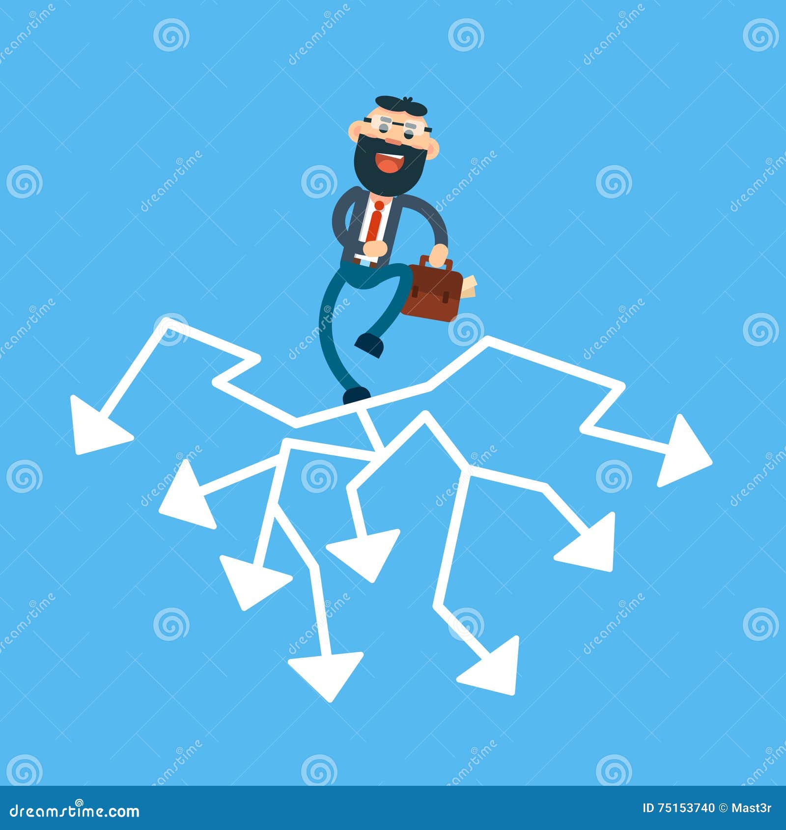 Business Man Think Strategy Choose Arrow Stock Vector - Illustration of ...