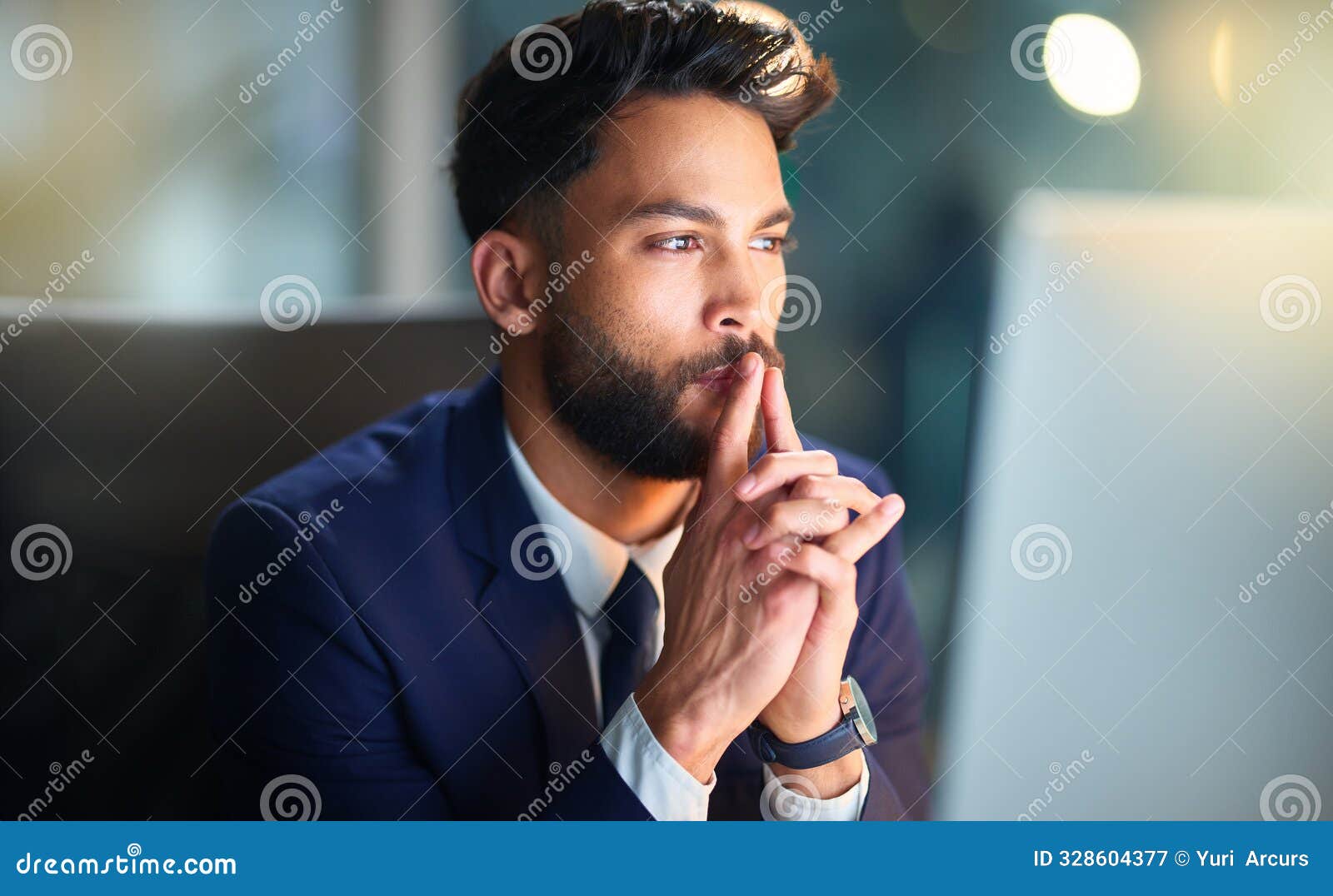 Business, Man and Thinking with Computer in Office for Problem Solving ...