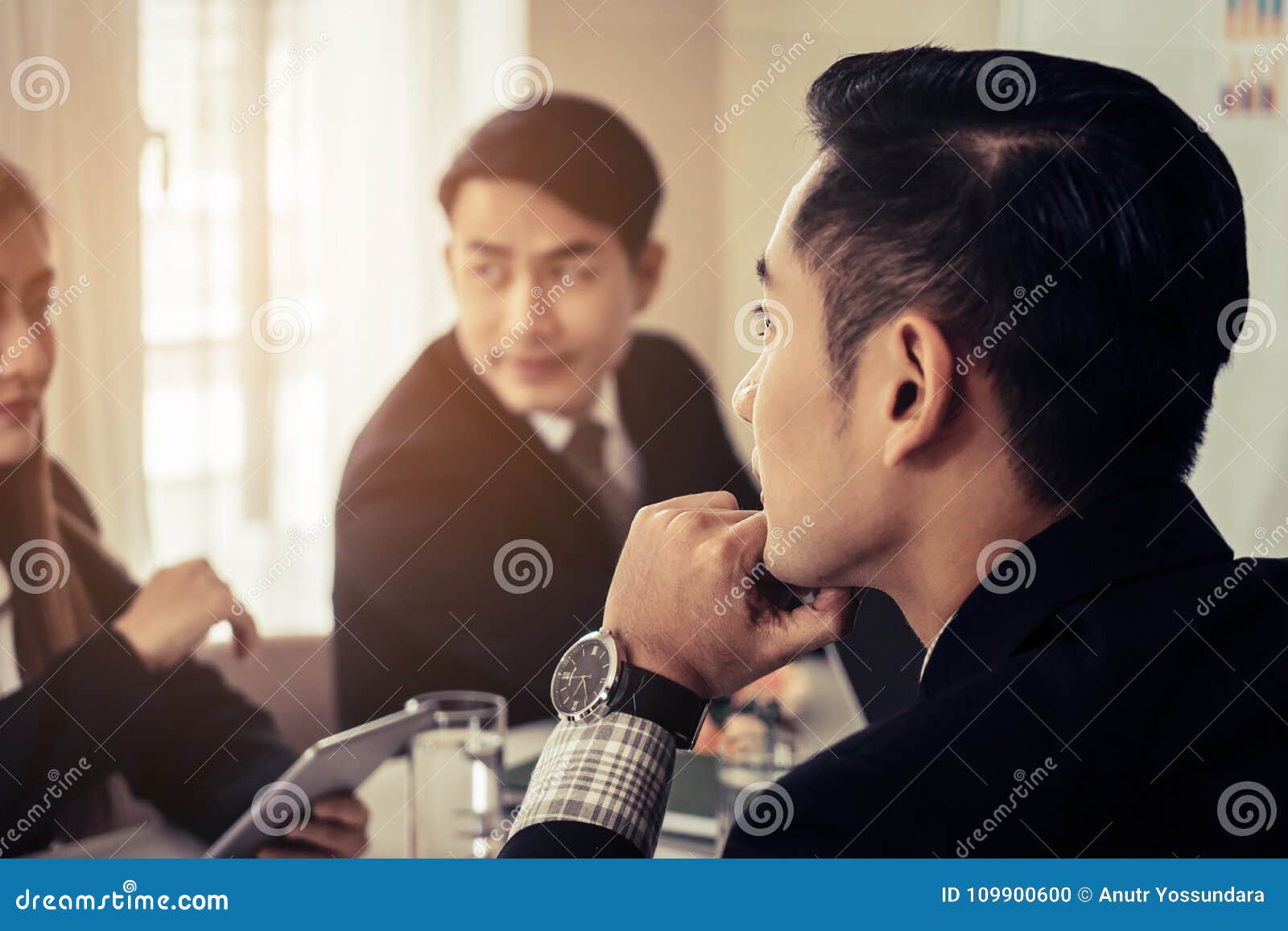 Business Man Thinking Hard in a Team Meeting Stock Photo - Image of ...
