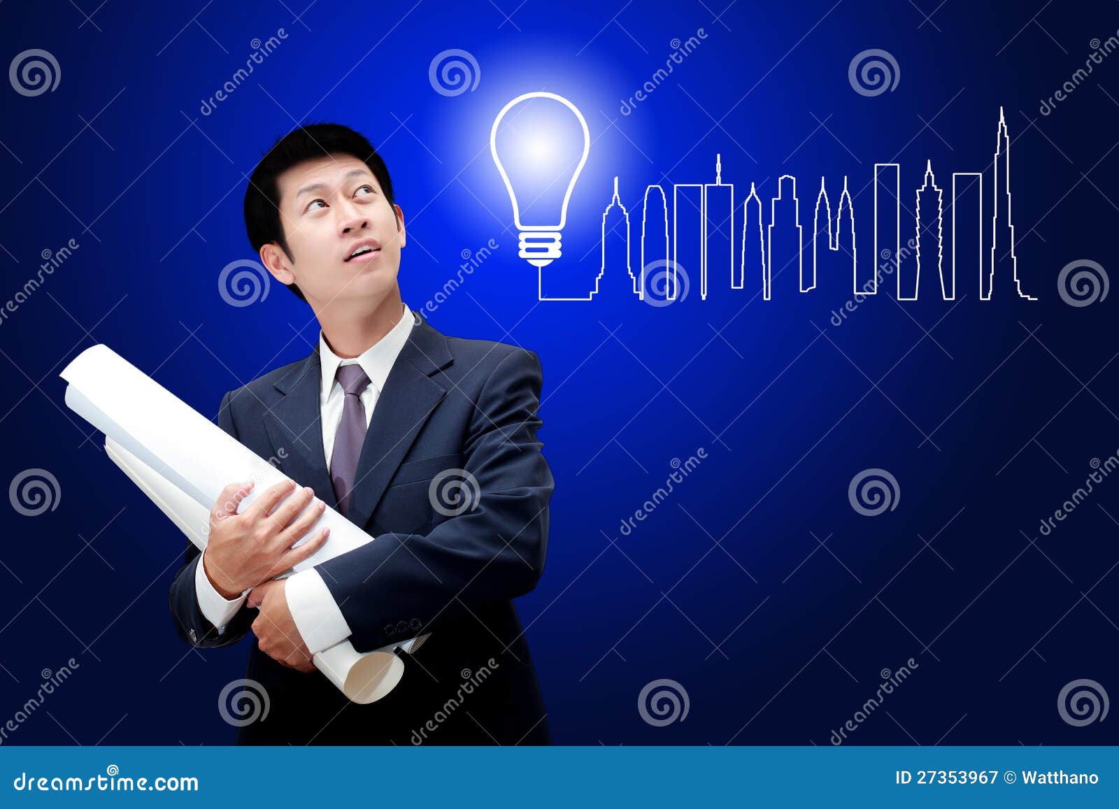 Business Man Thinking an Idea Stock Image - Image of dream, living ...