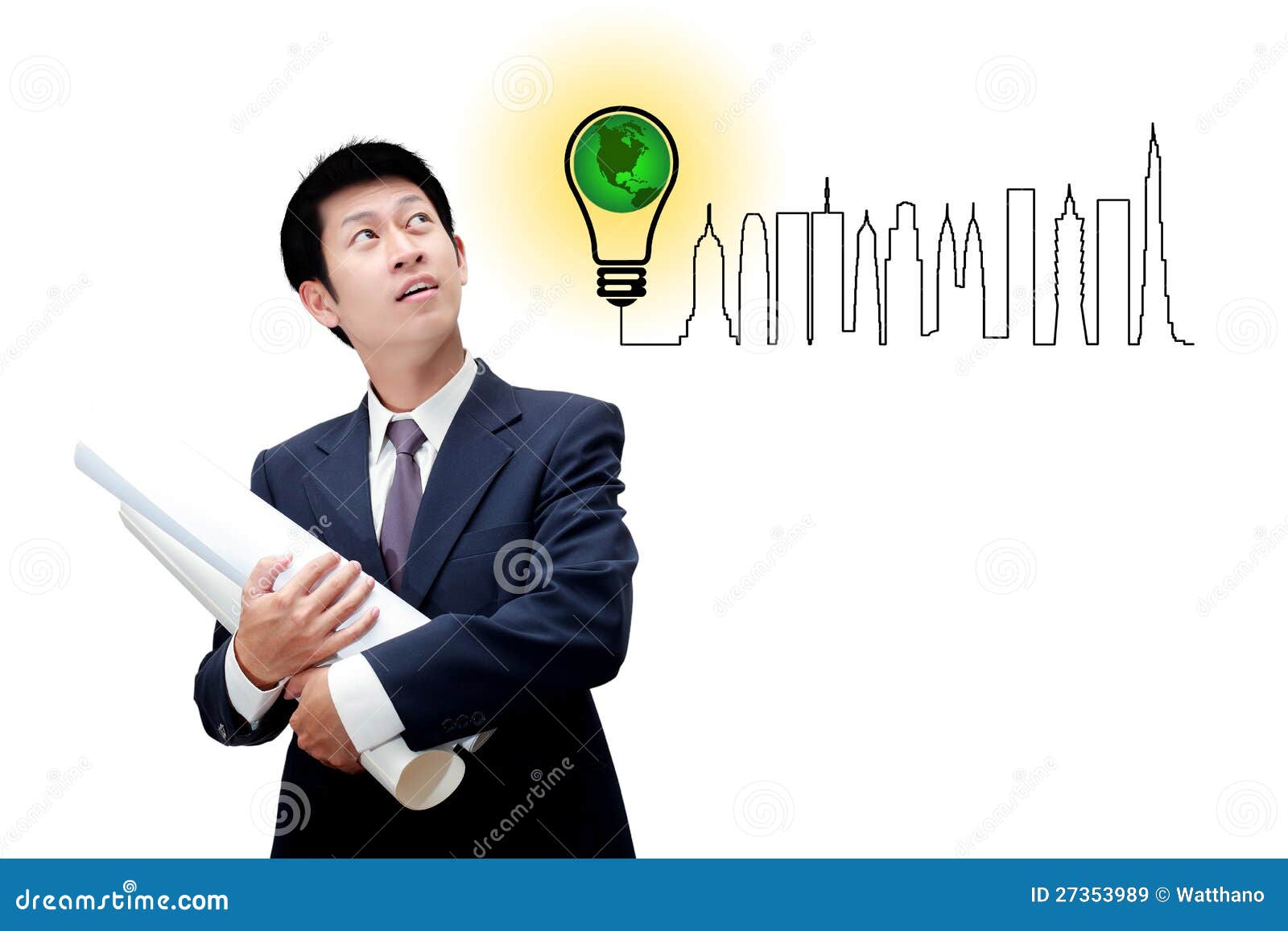 Business Man Thinking an Idea Stock Image - Image of dream, design ...