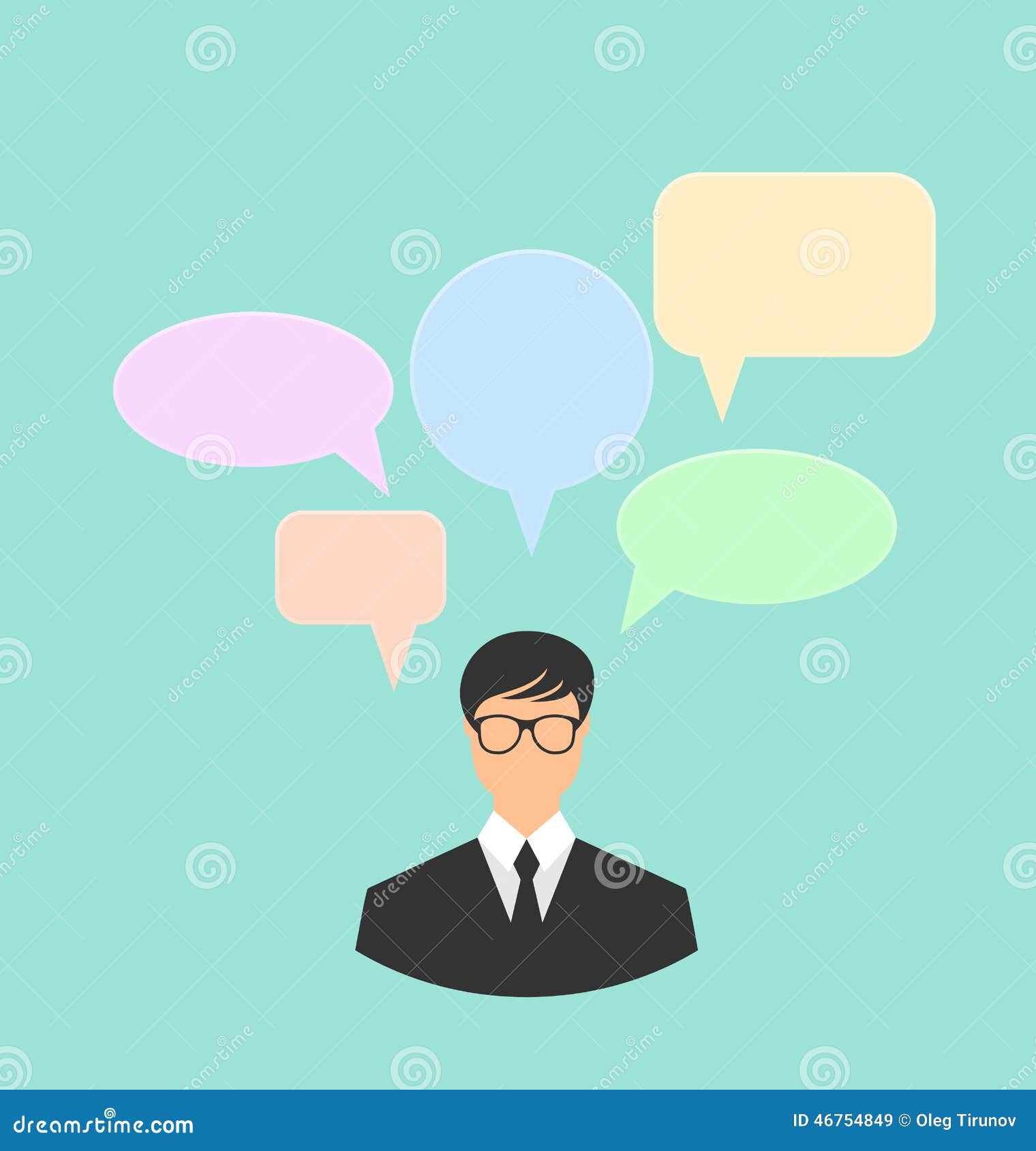 Business Man Thinking, Many Thoughts Stock Vector - Illustration of ...