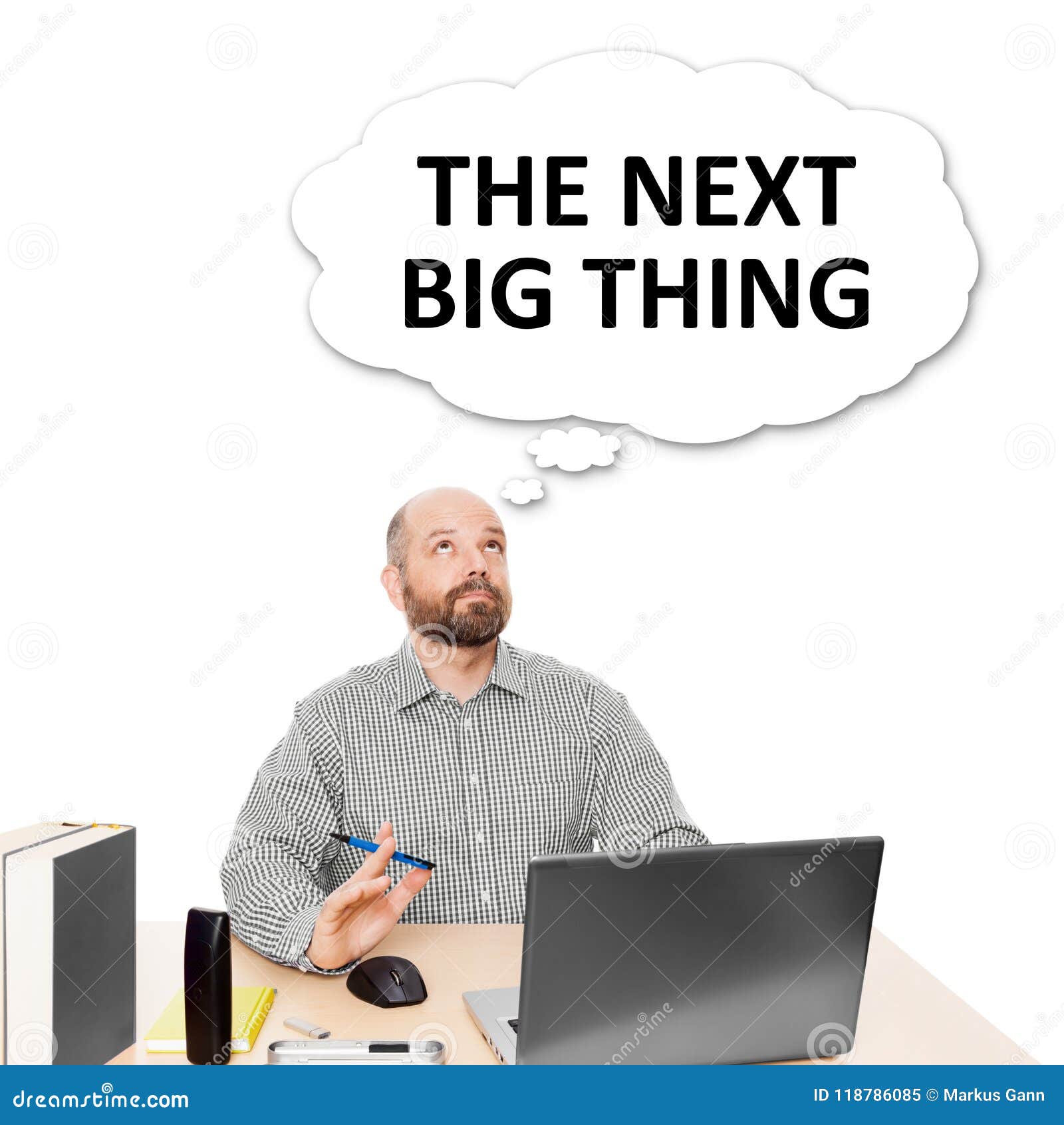 Business Man Thinking of the Next Big Thing Stock Image - Image of ...