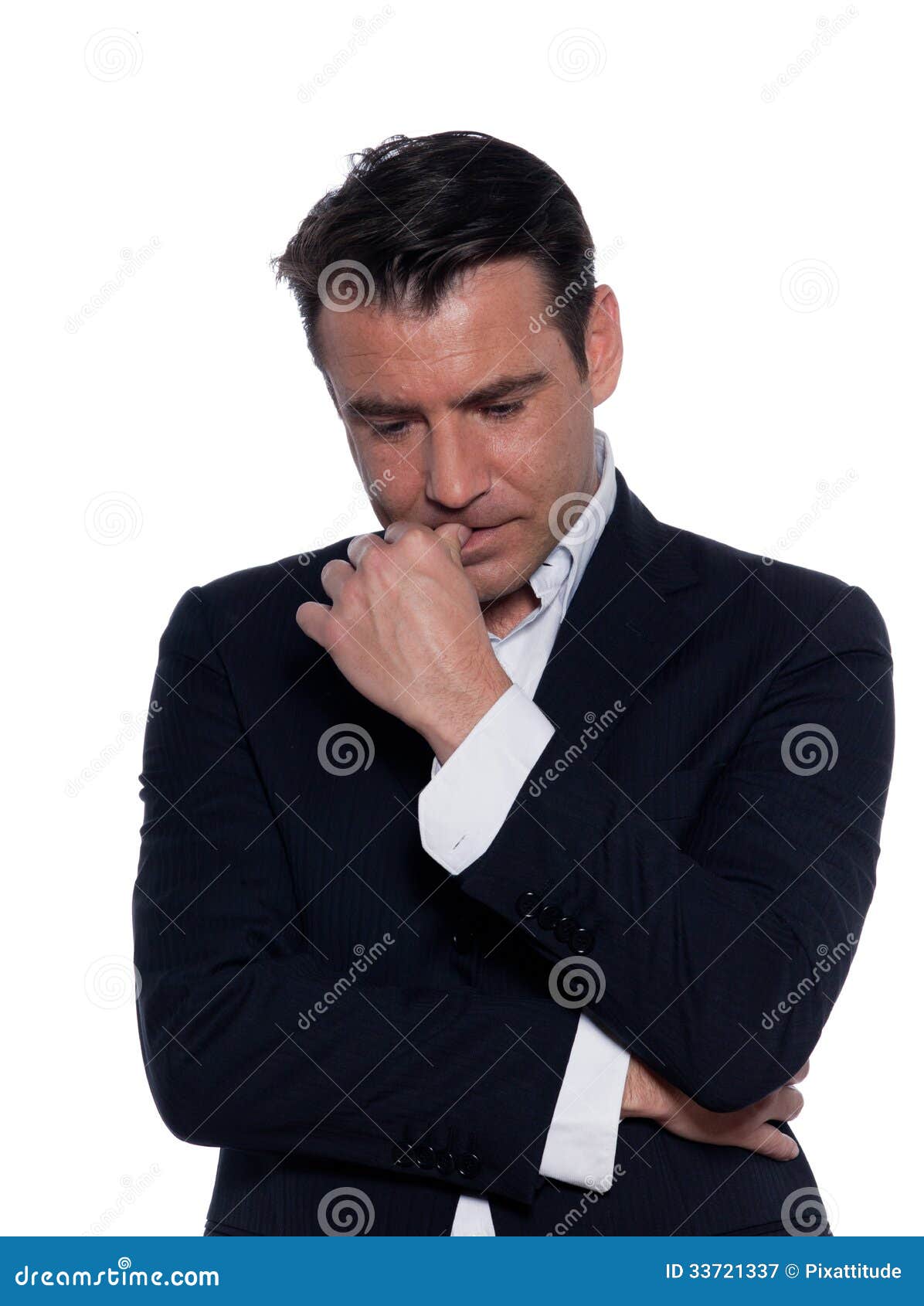 Business Man Thinking Pensive Portrait Stock Image - Image of handsome ...