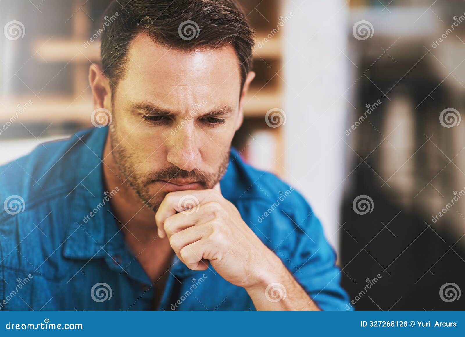 Business, Man and Thinking for Problem Solving in Office with Doubt ...