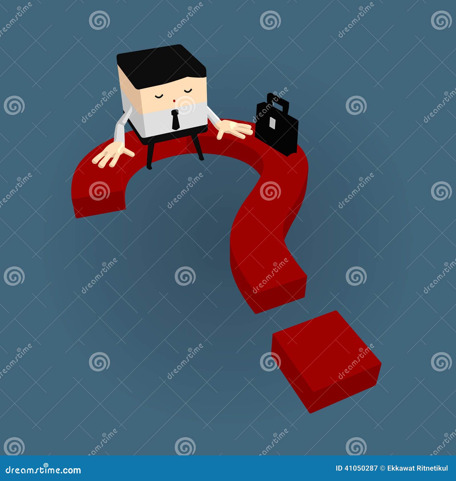 Business Man Thinking with Red Question Mark Stock Vector ...