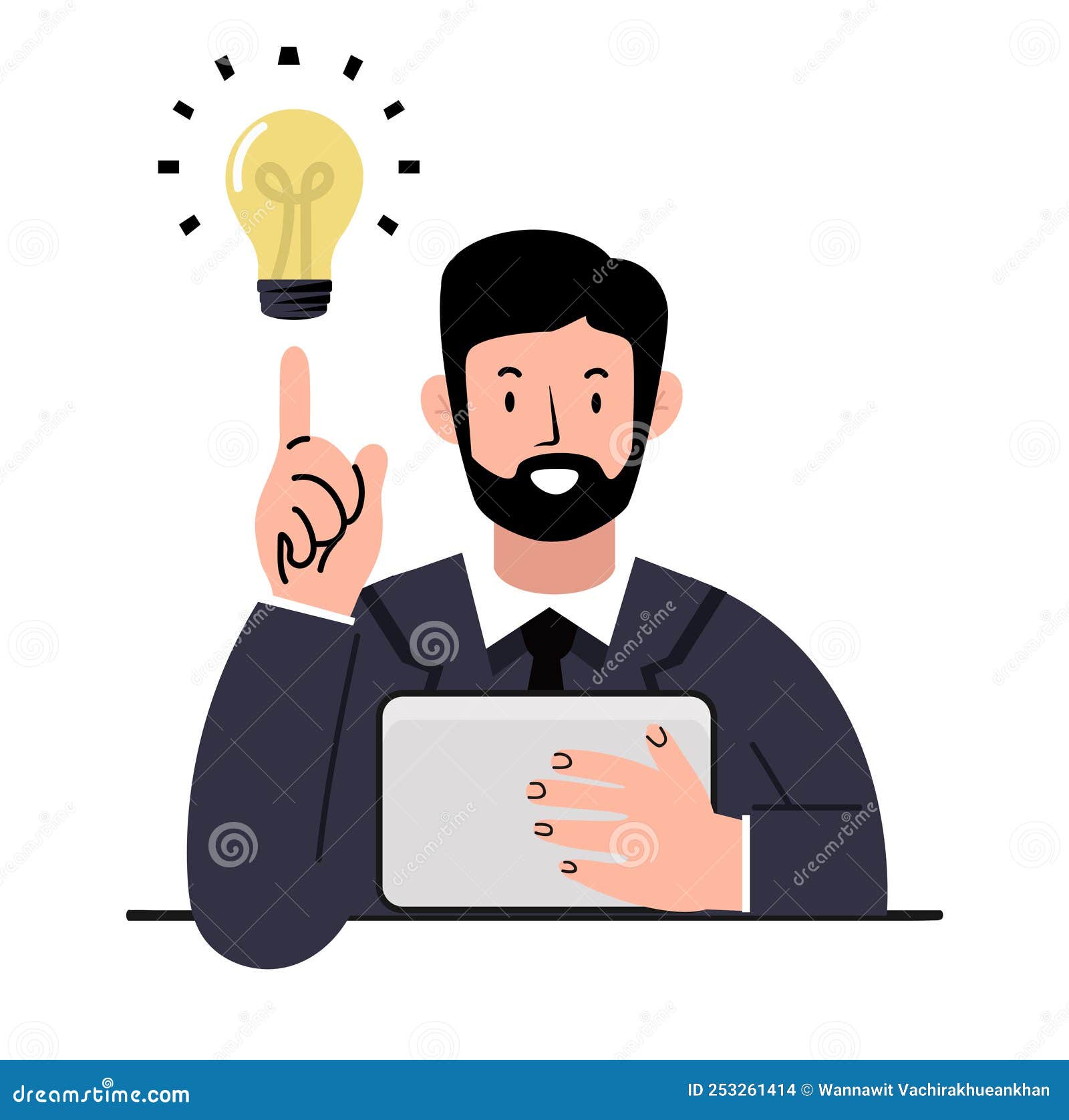Business Man Thinks about Idea Stock Vector - Illustration of genius ...