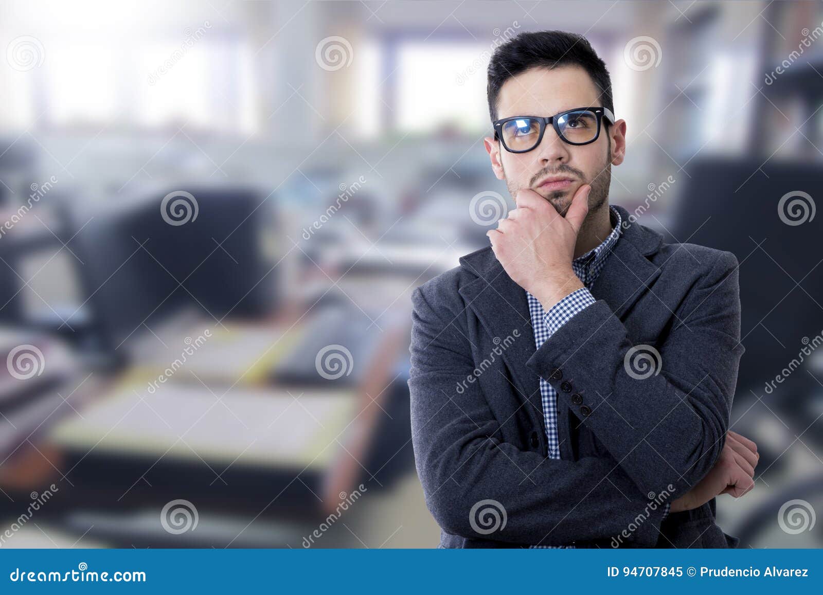 Business Man with Thoughtful Stock Image - Image of inspiration, boss ...