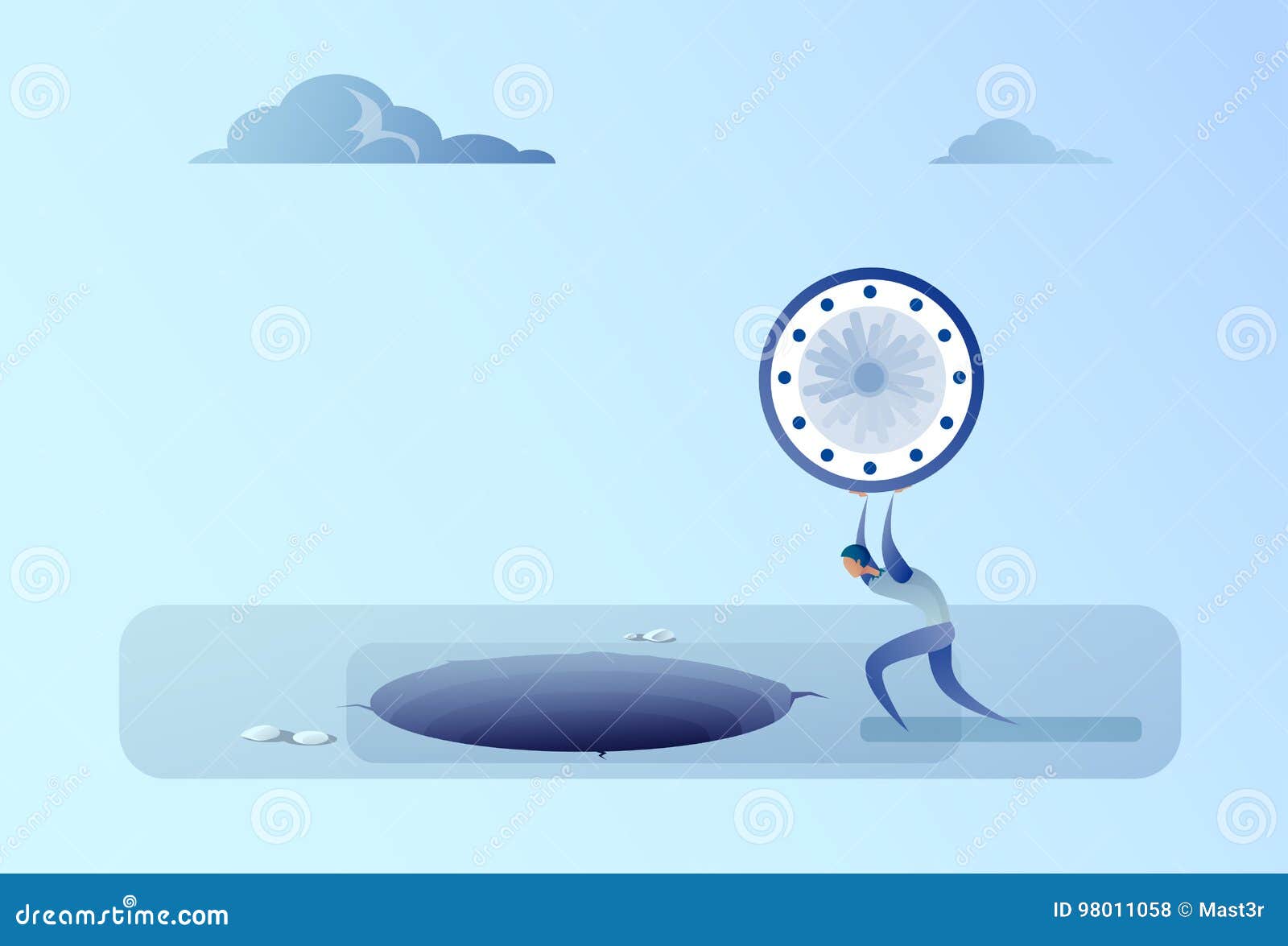 Business Man Throwing Clock in Hole Time Management Deadline Concept ...