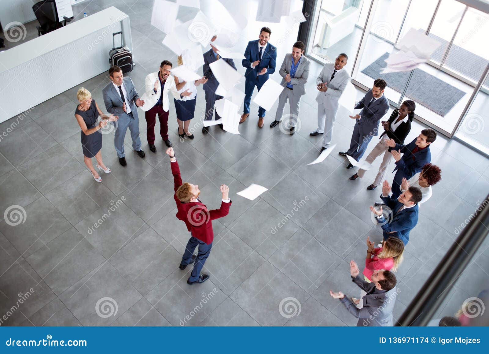 Business Man Throwing Papers into the Air Stock Photo - Image of ...
