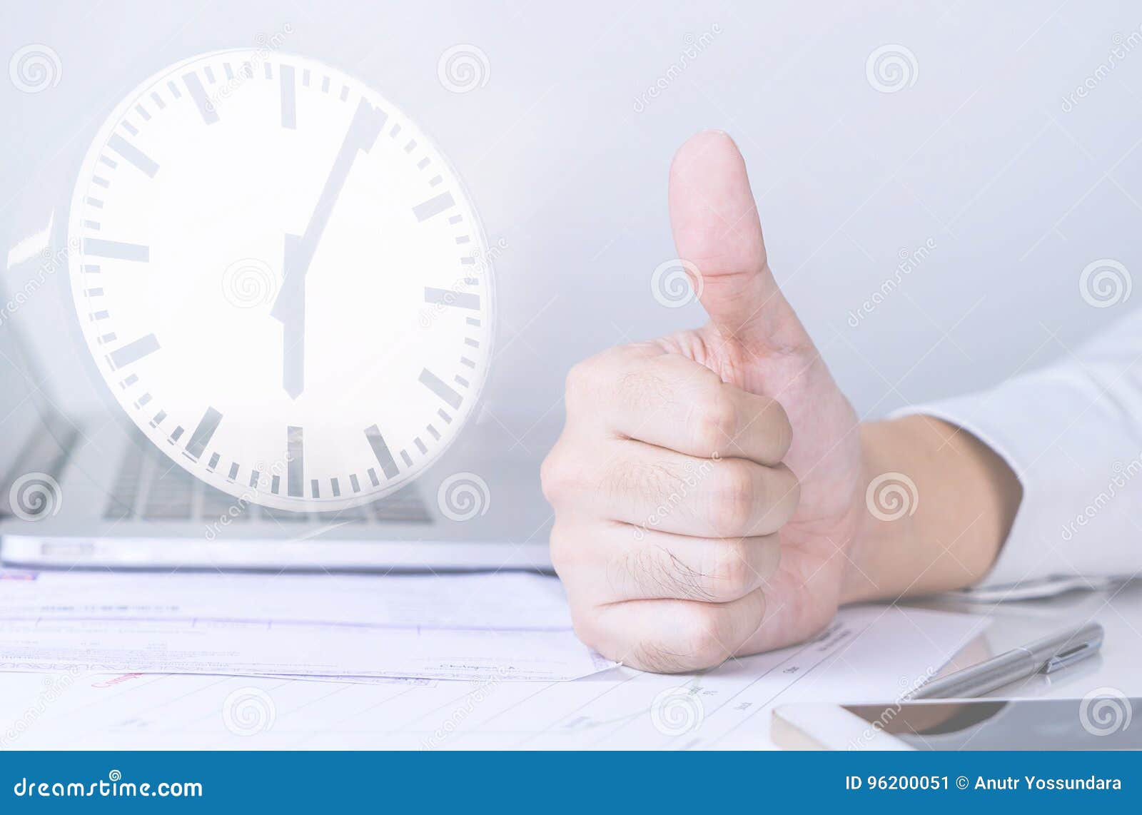 Business Man Thumb Up for Finishing Work on Time Stock Image - Image of ...