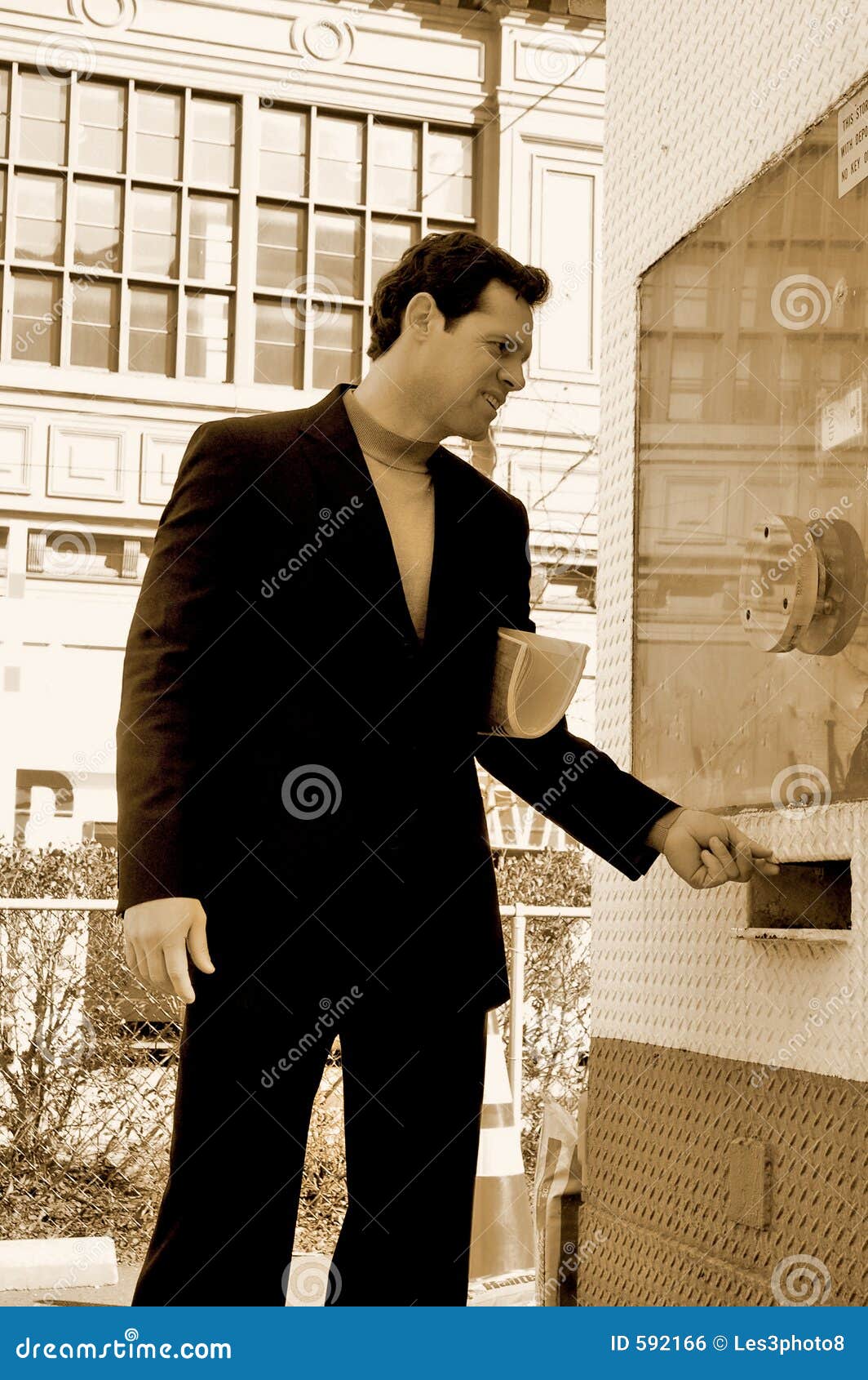 Business Man at Ticket Booth Stock Photo - Image of sepia, break: 592166