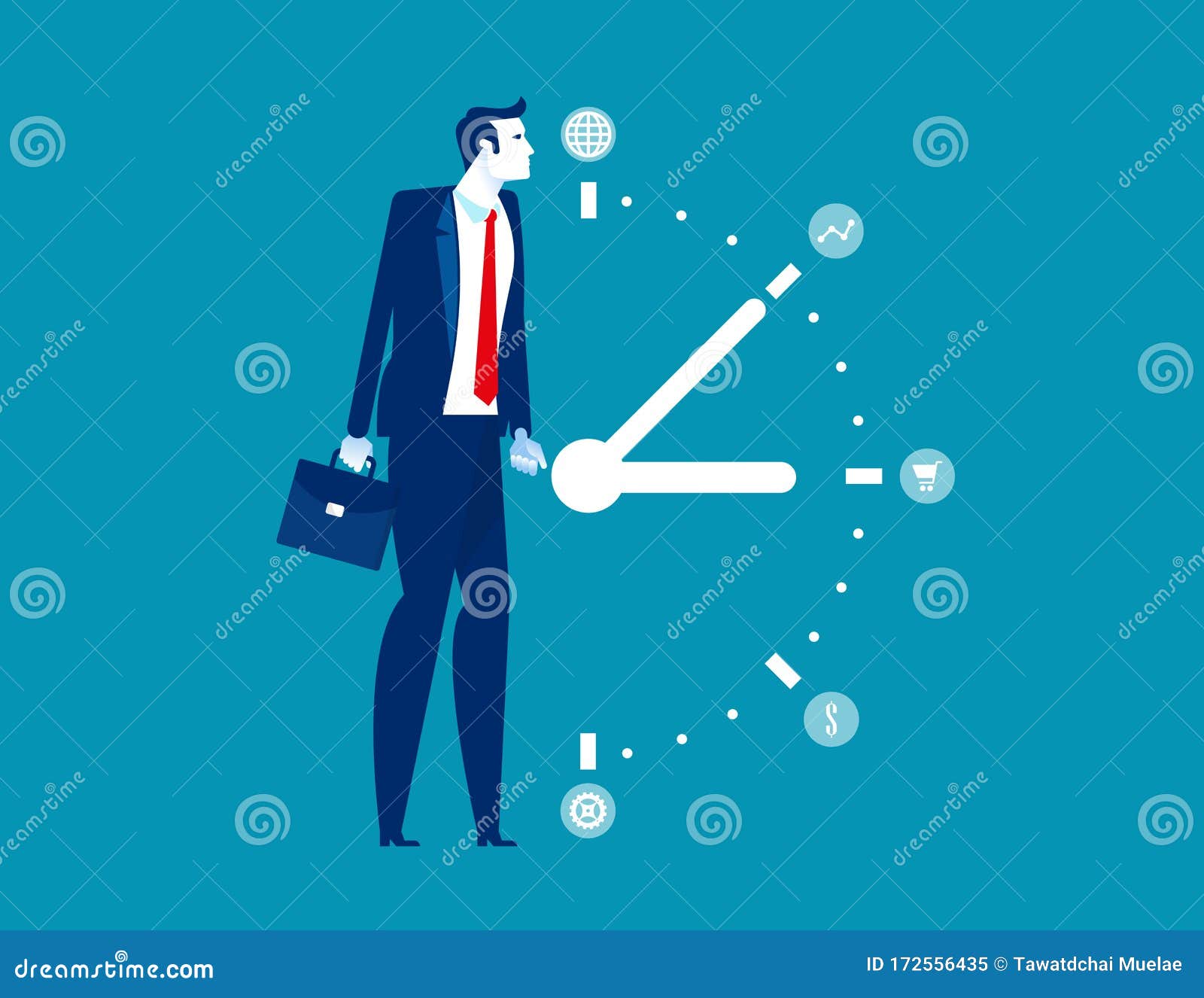 Business Man and Time Management. Concept Business System Vector ...