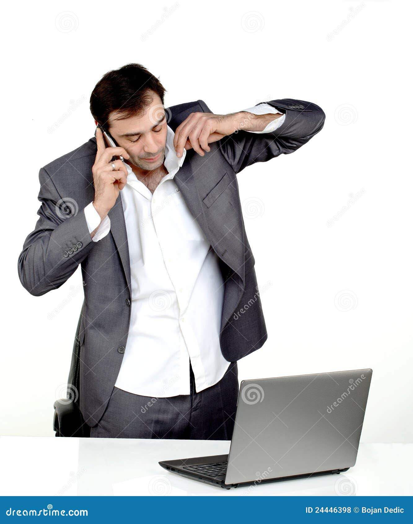 Business Man Tired and Talking Stock Photo - Image of arms ...