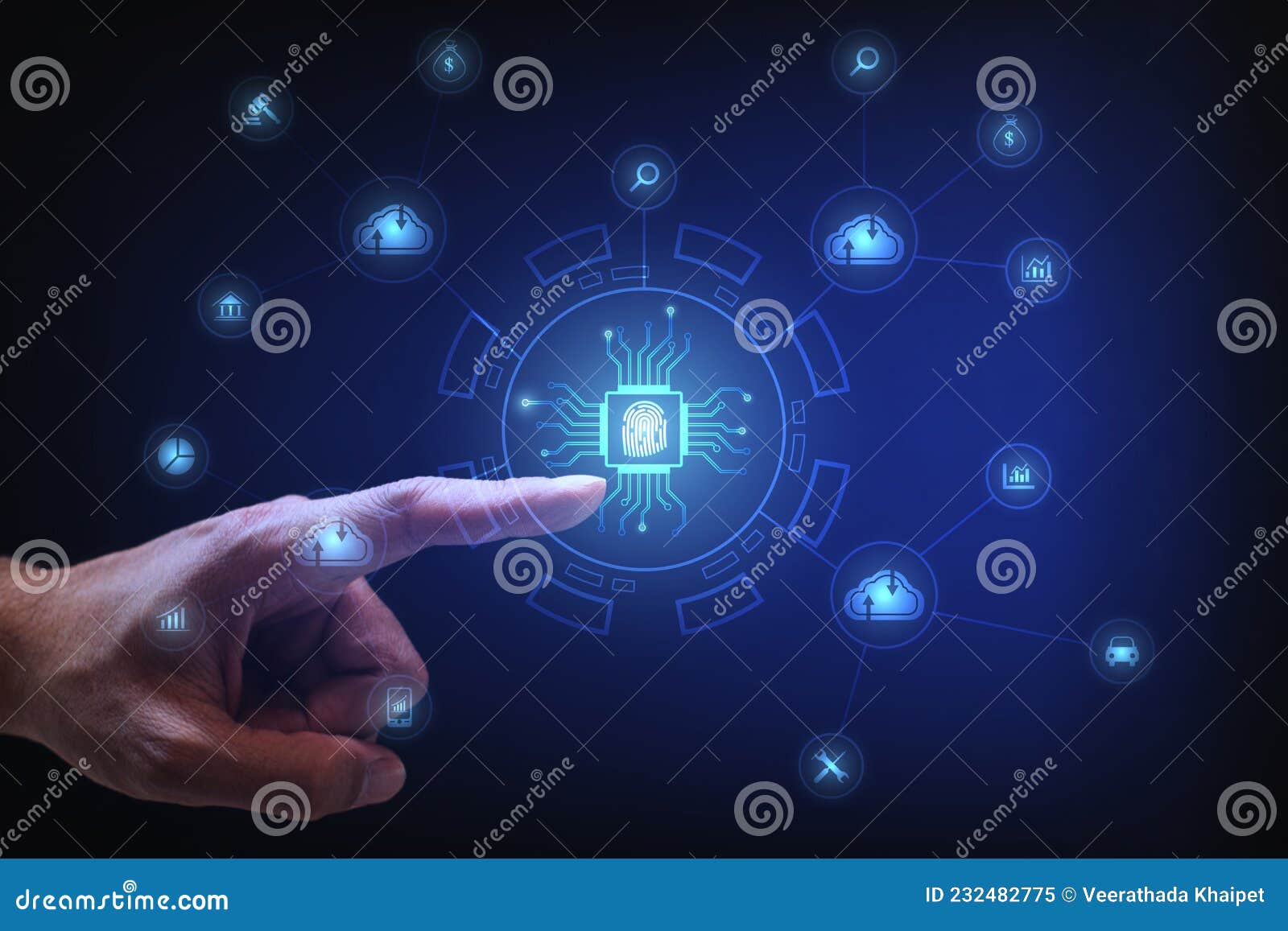 Business Man Touch Button, Digital Transformation Technology Strategy ...