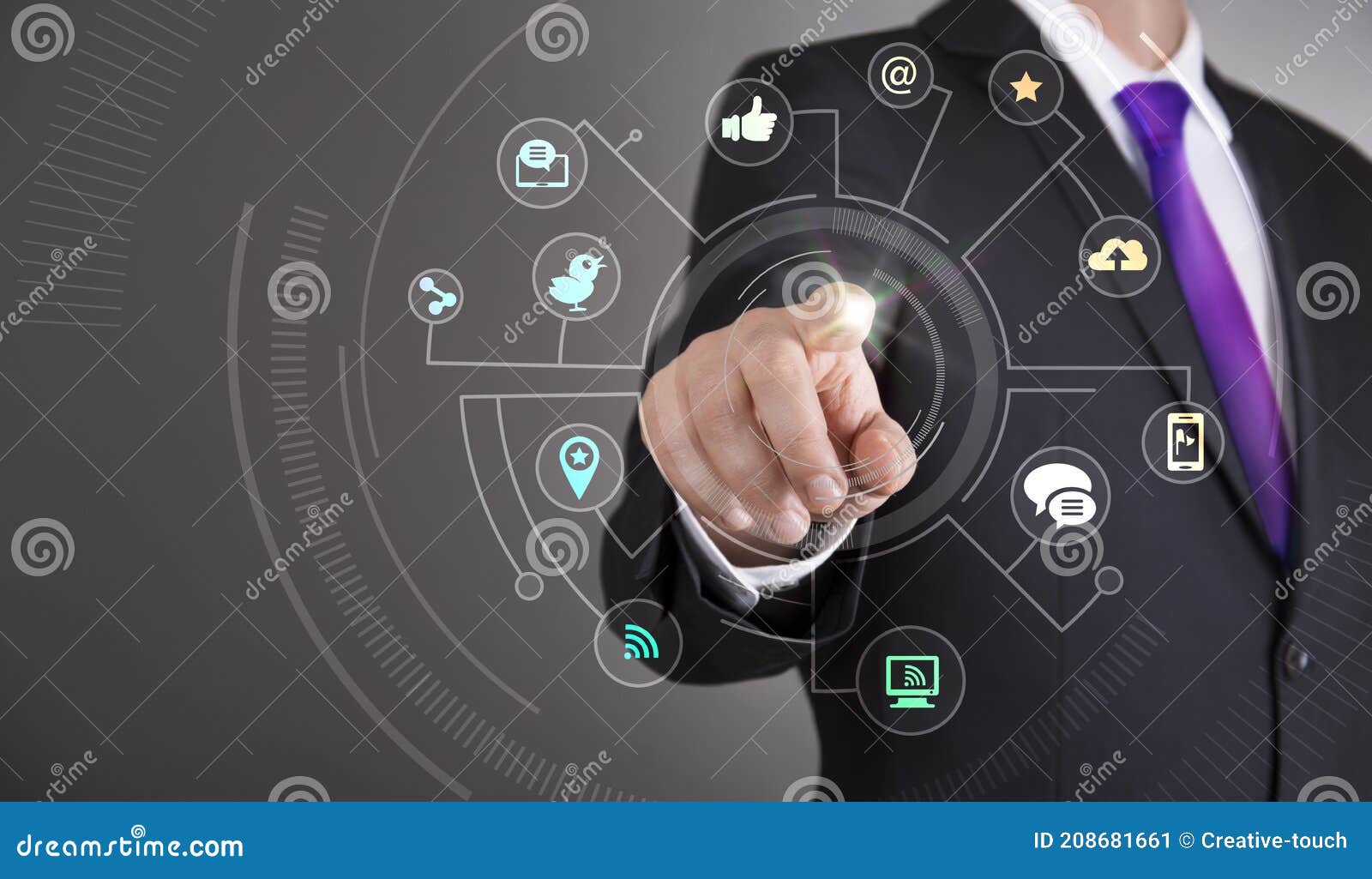 Business Man Touch Screen Business Smart Circle Stock Illustration ... Business Man Touch Screen Business Smart Circle Stock Illustration ...