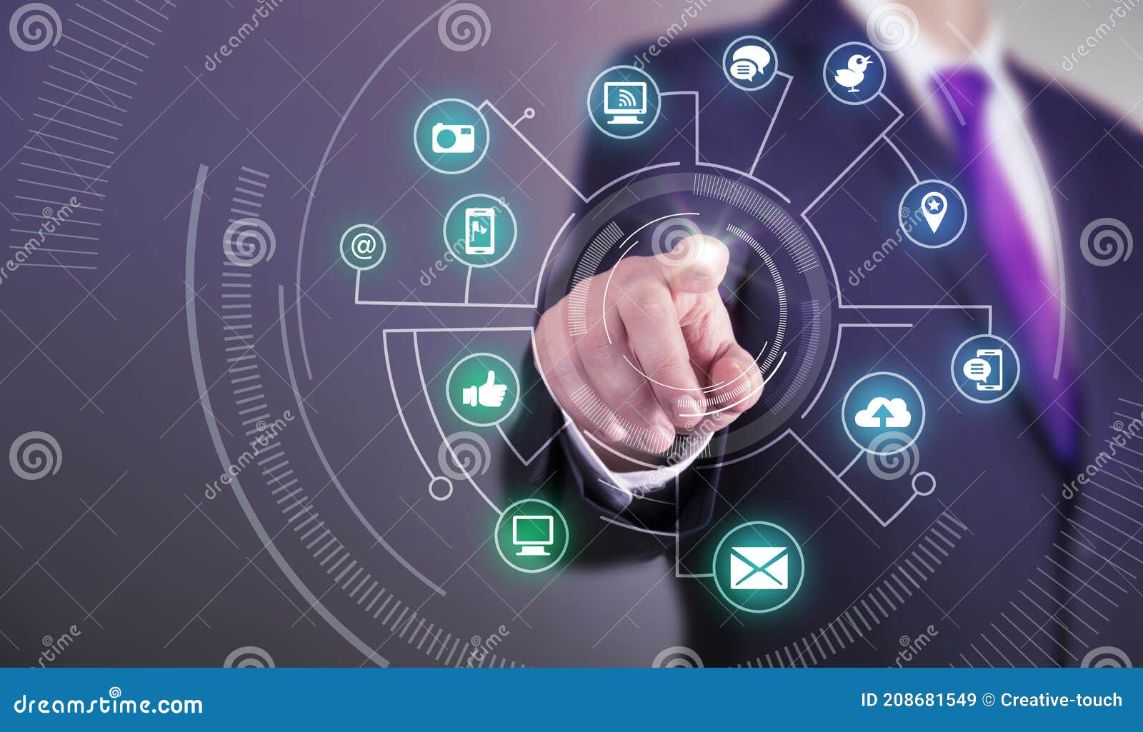 Business Man Touch Screen Concept Communication Stock Image - Image of ...