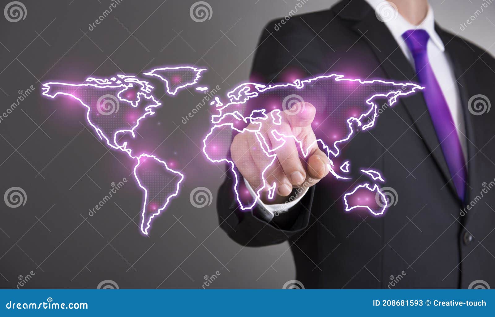 Businessman Touch Screen Global Concept Stock Image - Image of ...