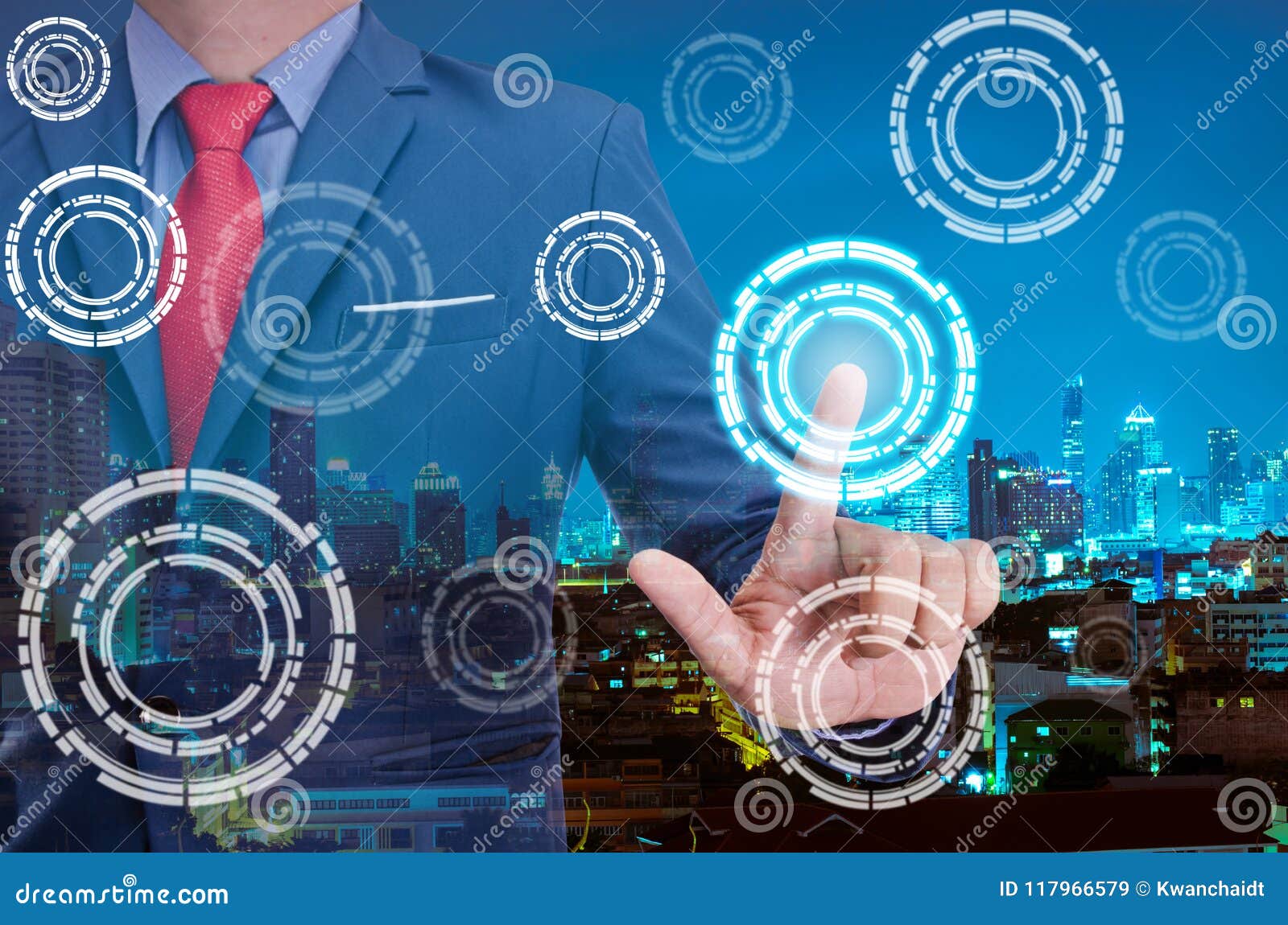 Business Man Touch Visual Screen , Business Concept Stock Image - Image ...