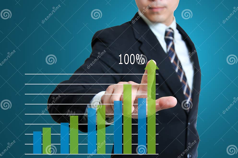 Business man touching stock image. Image of column, diagram - 24542409