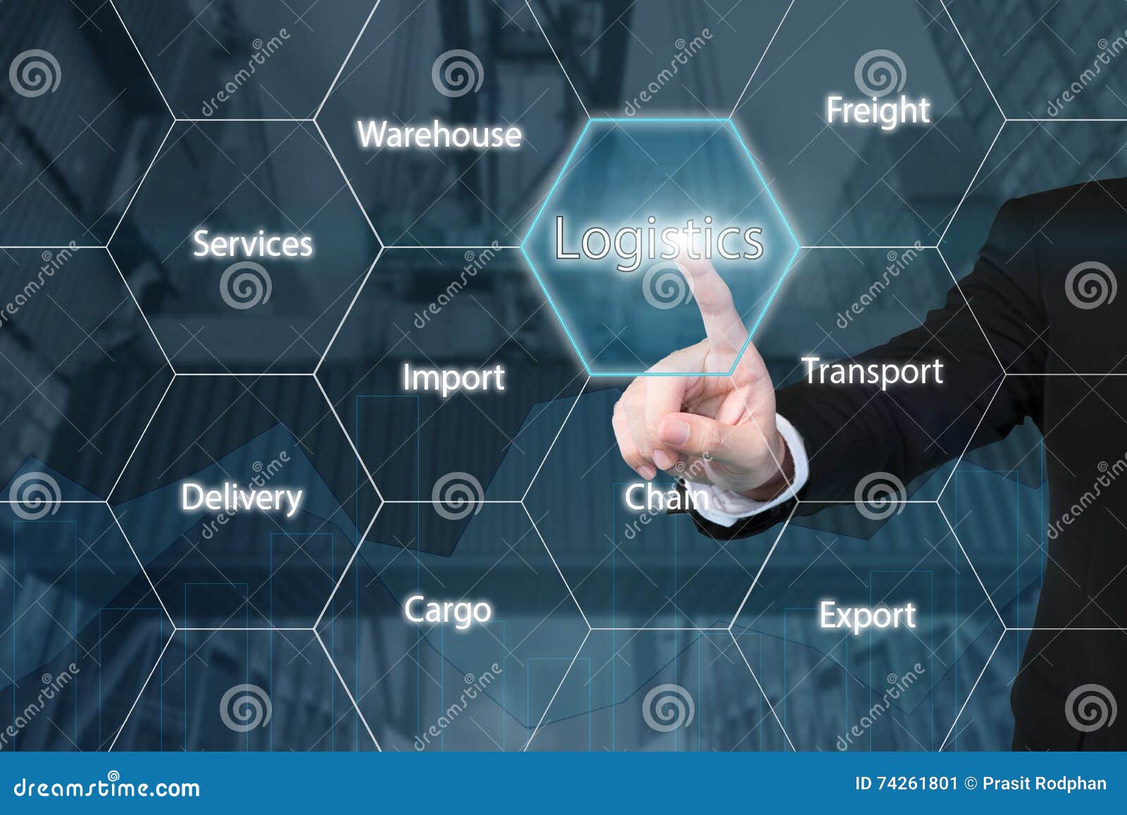 Business Man Touching the Logistics Icon. Stock Image - Image of ...