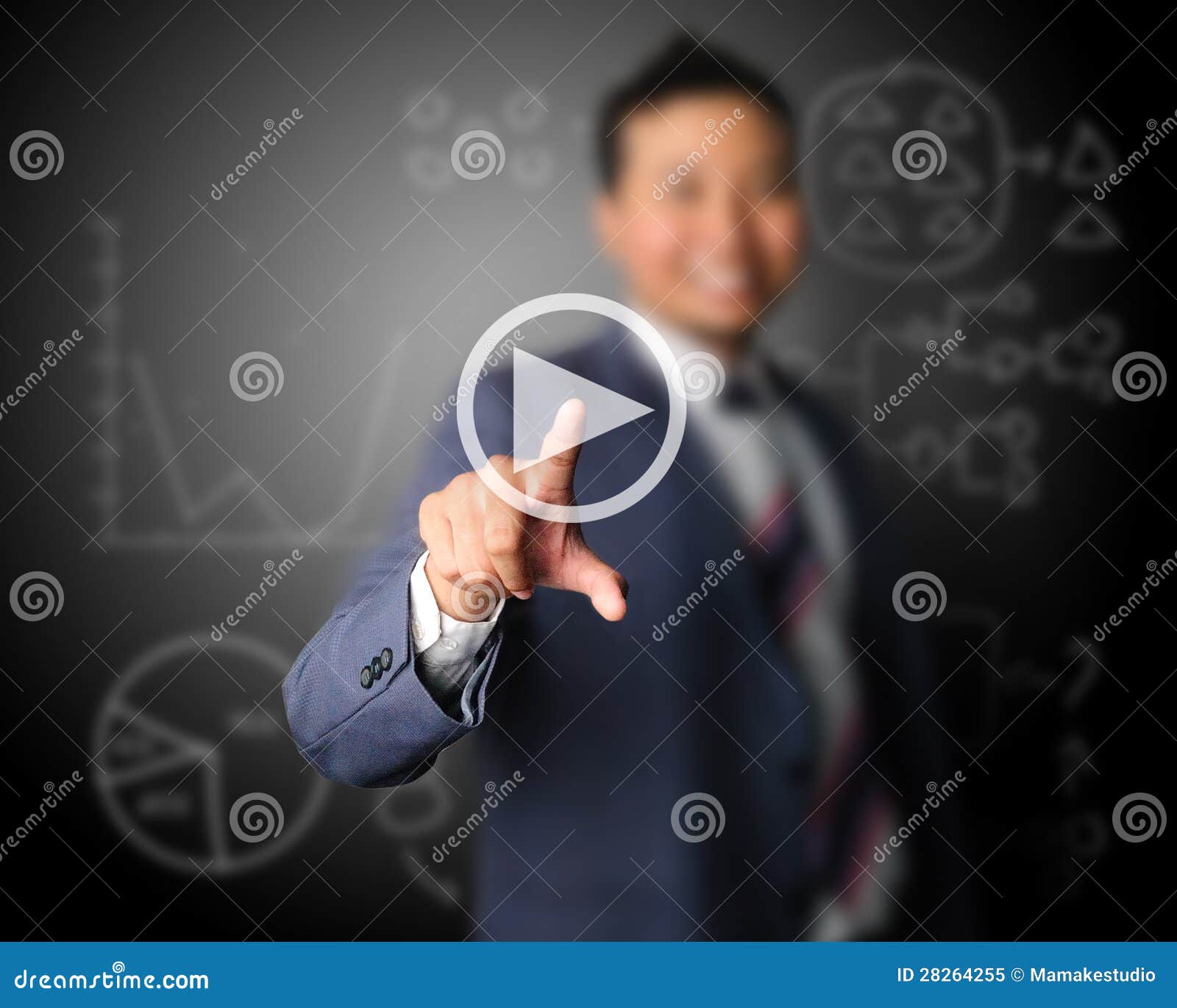 Business Man Touching Play Symbol Stock Image - Image of person ...