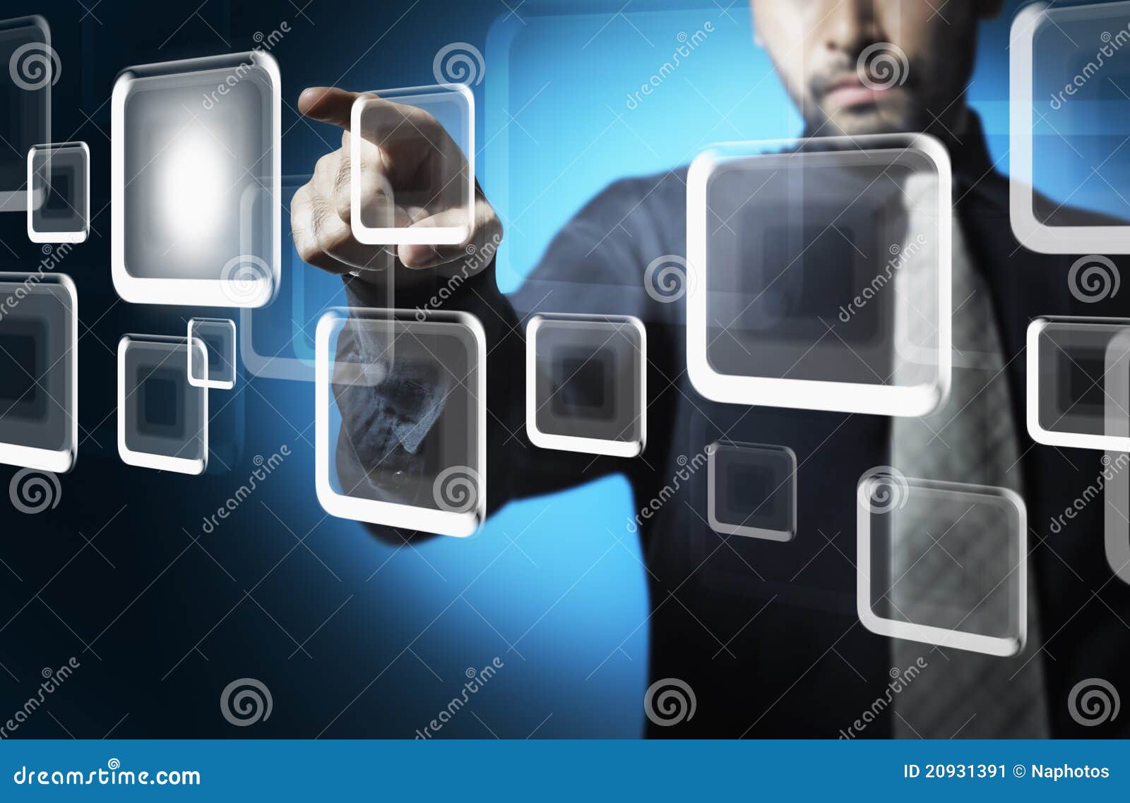 Business Man Touching Screen Stock Image - Image of future, computer ...