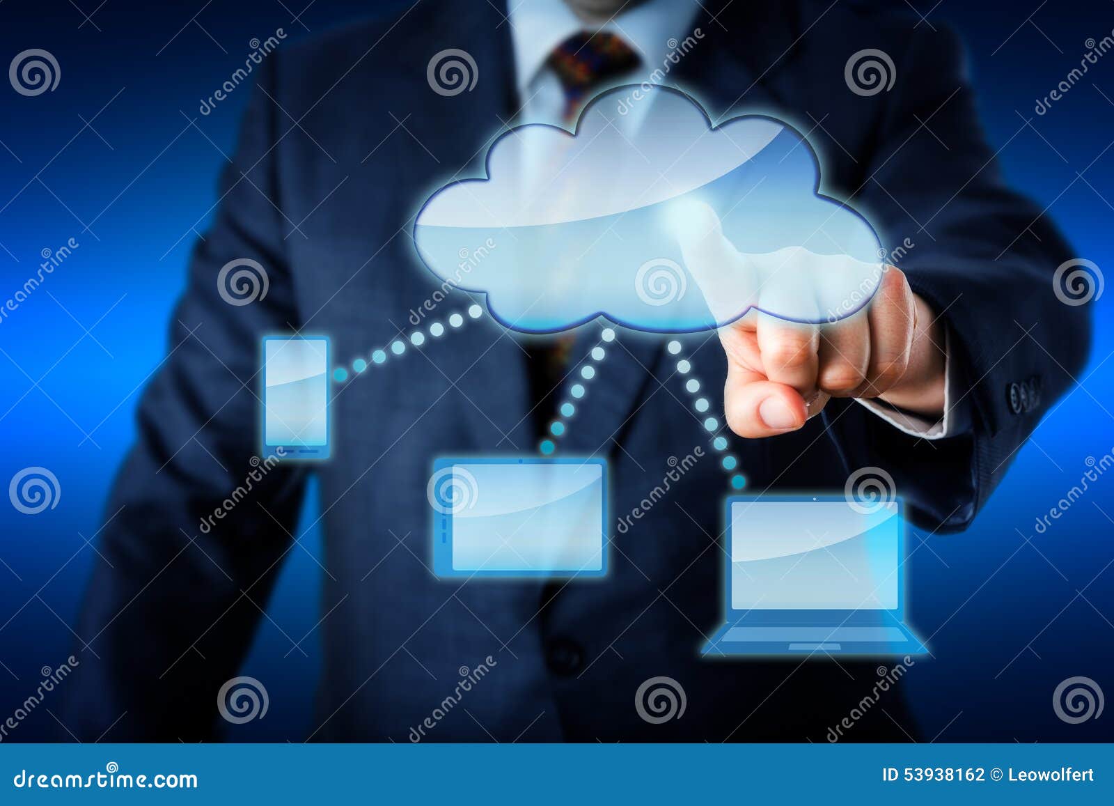 Business Man Touching Smart Computing Network Stock Photo - Image of ...