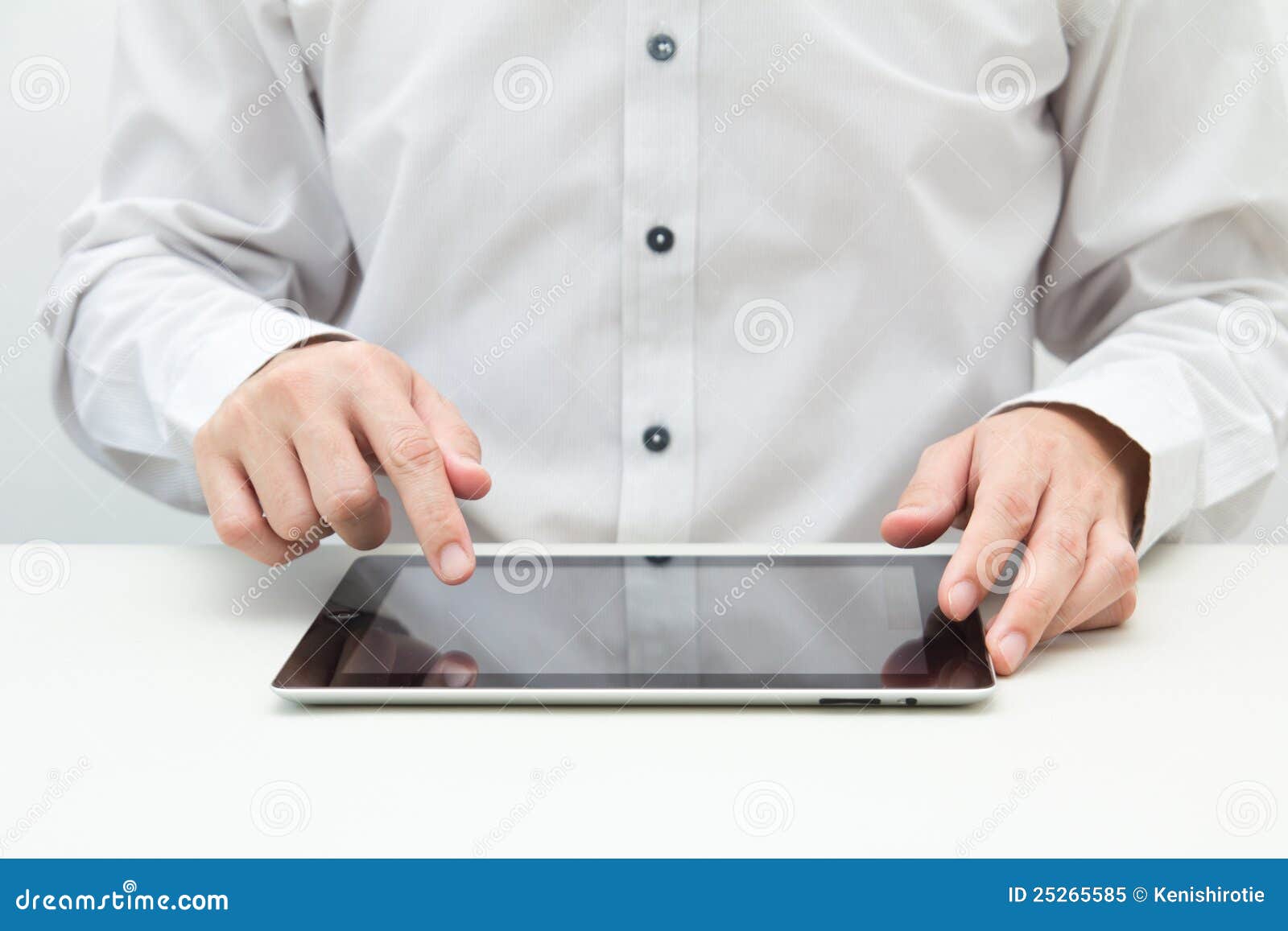 Business Man Touching on Tablet PC Stock Image - Image of analyzing ...