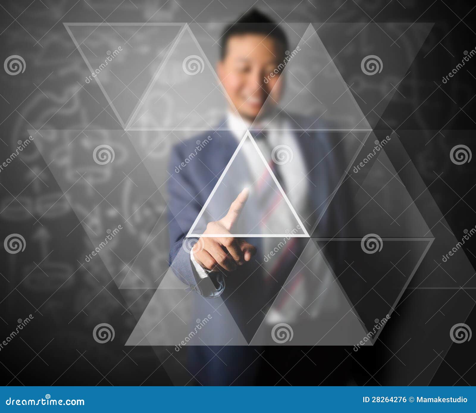 Business Man Touching Triangle Stock Photo - Image of future ...
