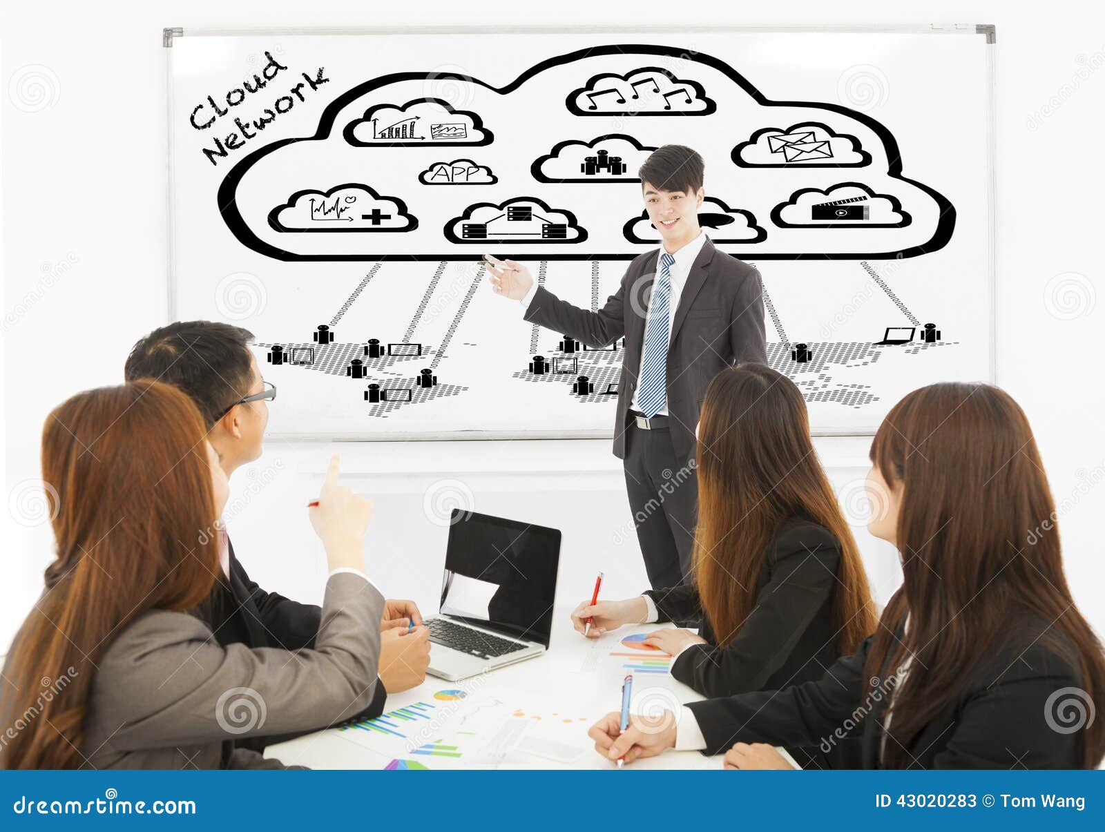 Business Man Training about Global Cloud Computing Applications Stock ...