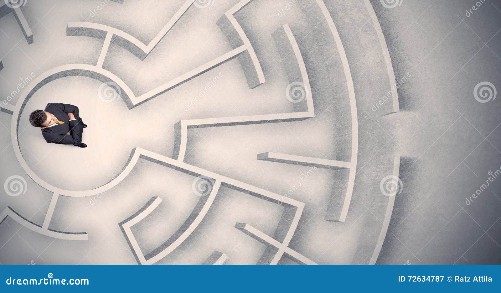 Business Man Trapped in a Circular Maze Stock Image - Image of ...