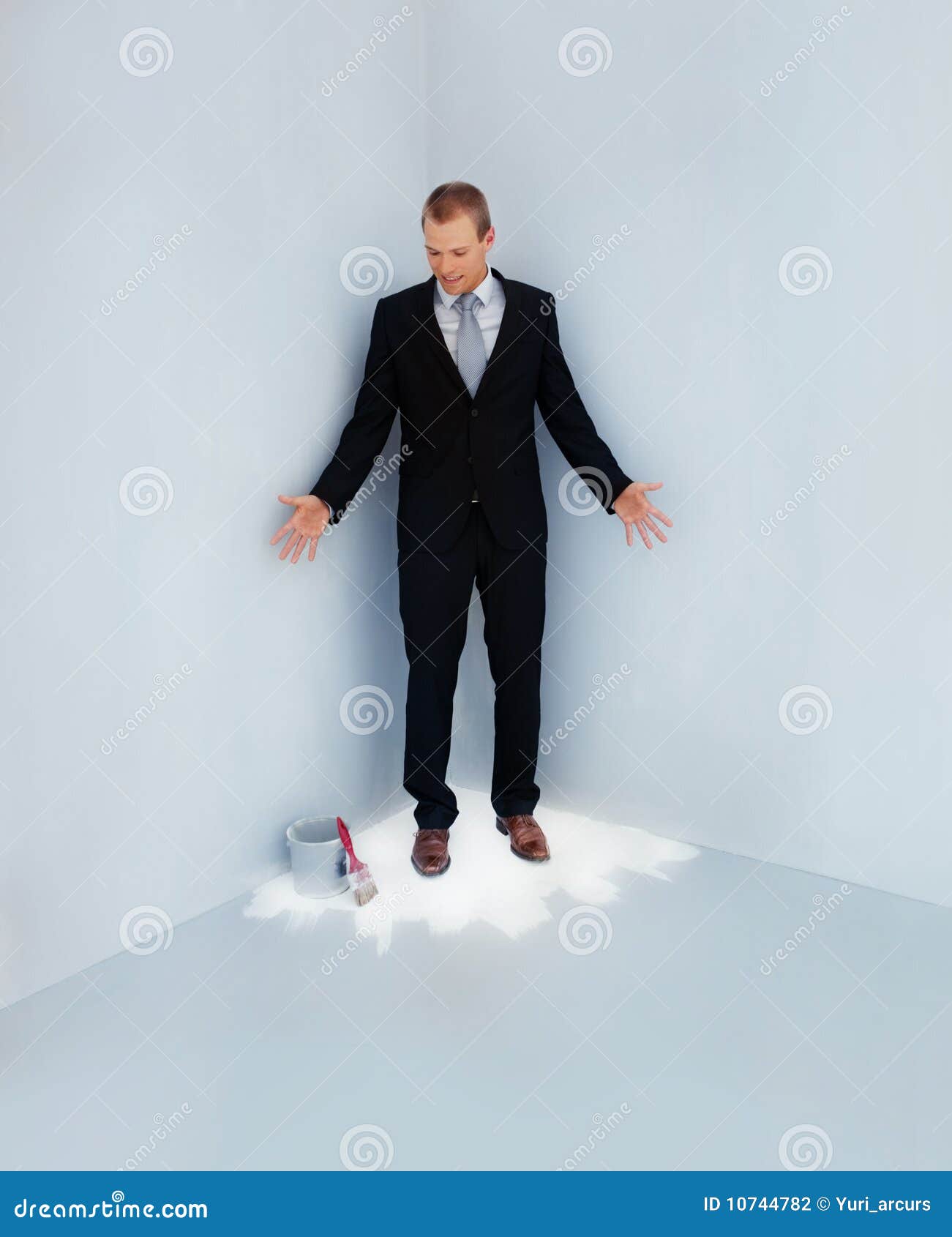 Business Man Trapped at the Corner of a Wall Stock Photo - Image of ...