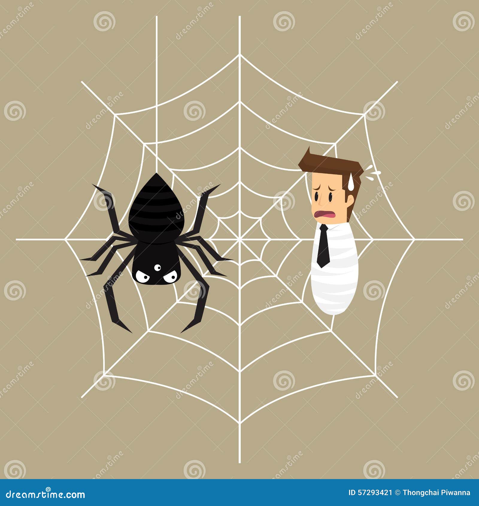 Business Man is Trapped in the Spider S Web Stock Vector - Illustration ...