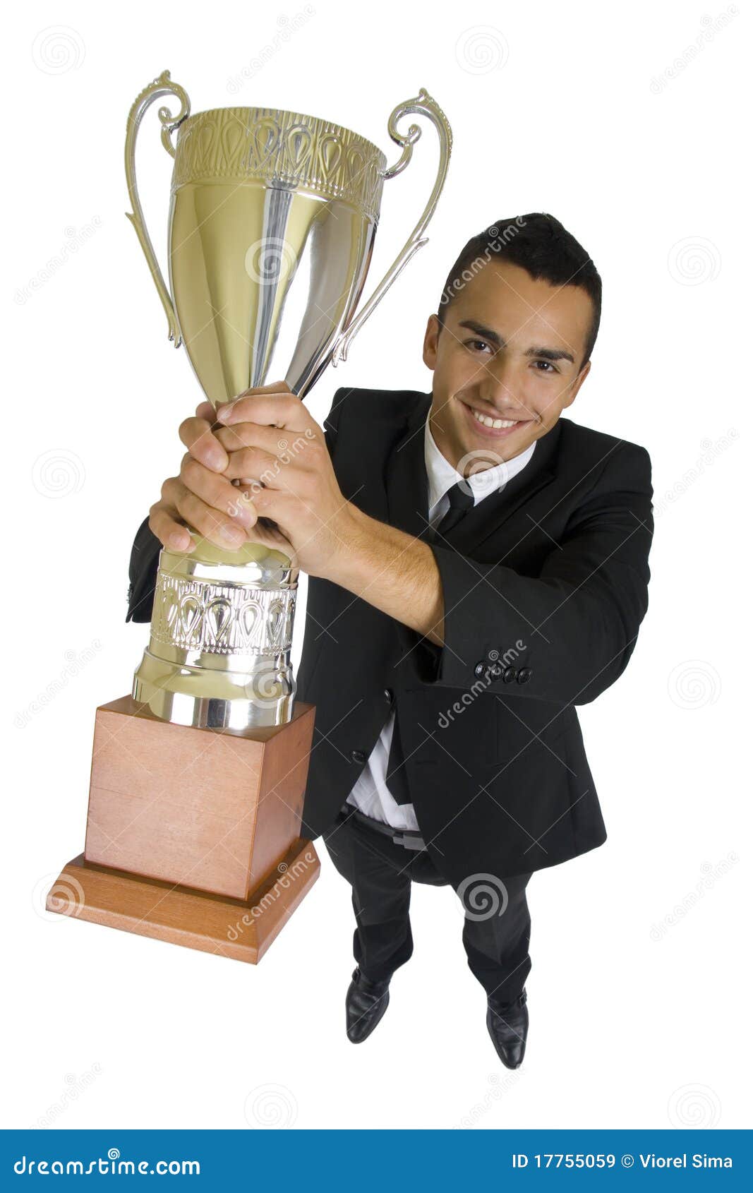 Business man with trophy stock image. Image of laughing - 17755059