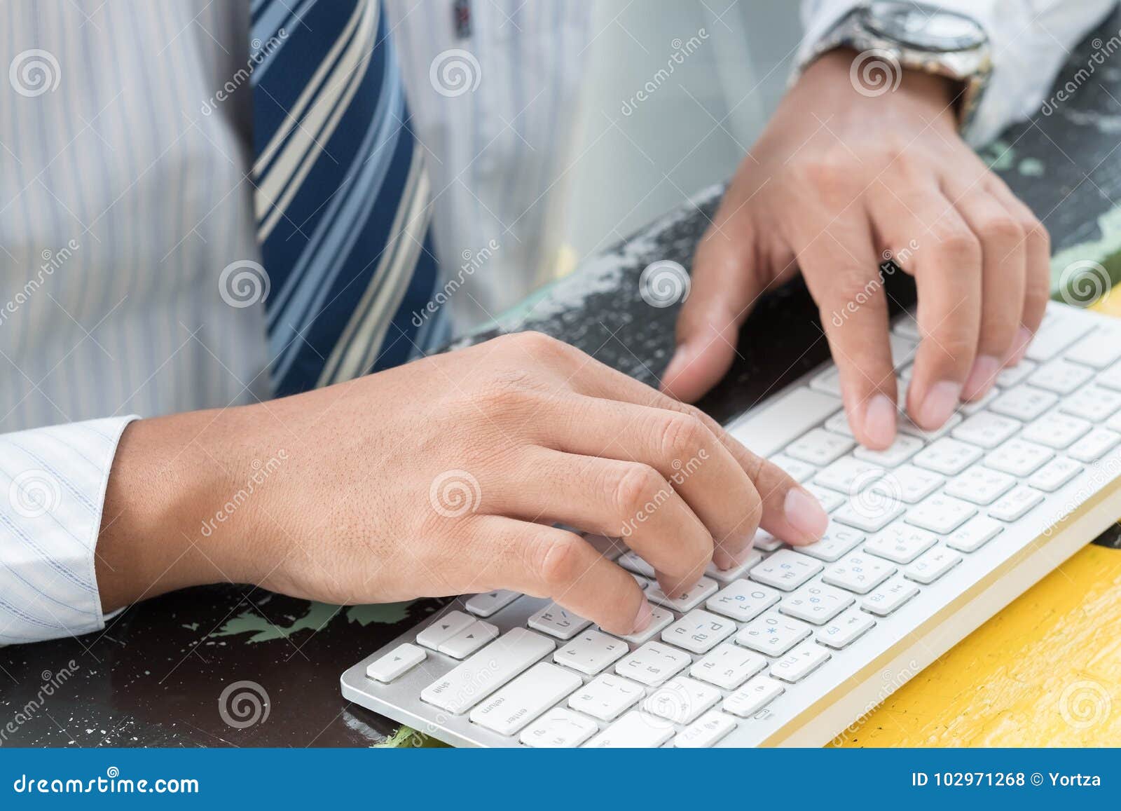 Business man typing stock photo. Image of hands, tool - 102971268