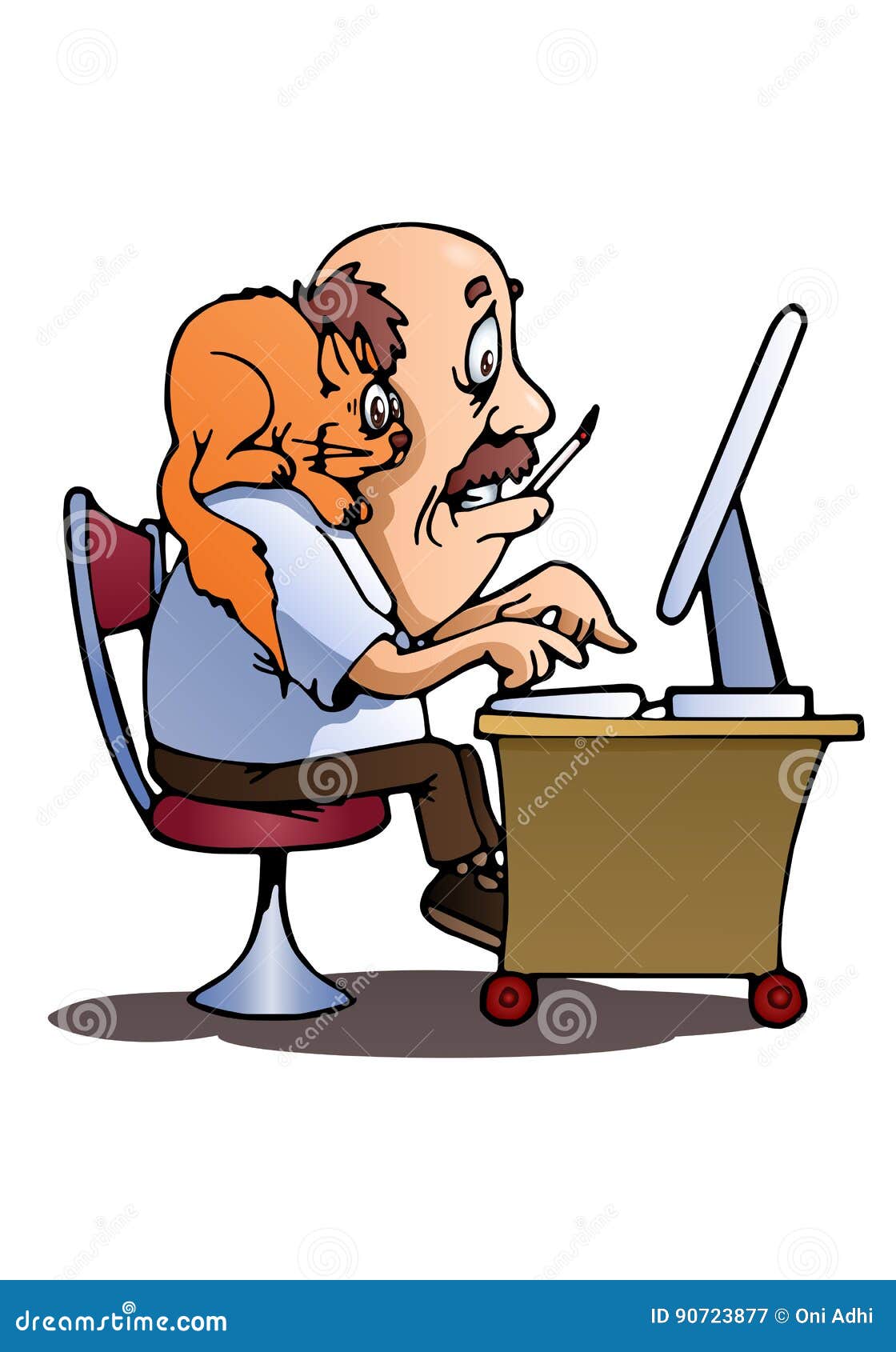 Business man typing stock illustration. Illustration of software - 90723877