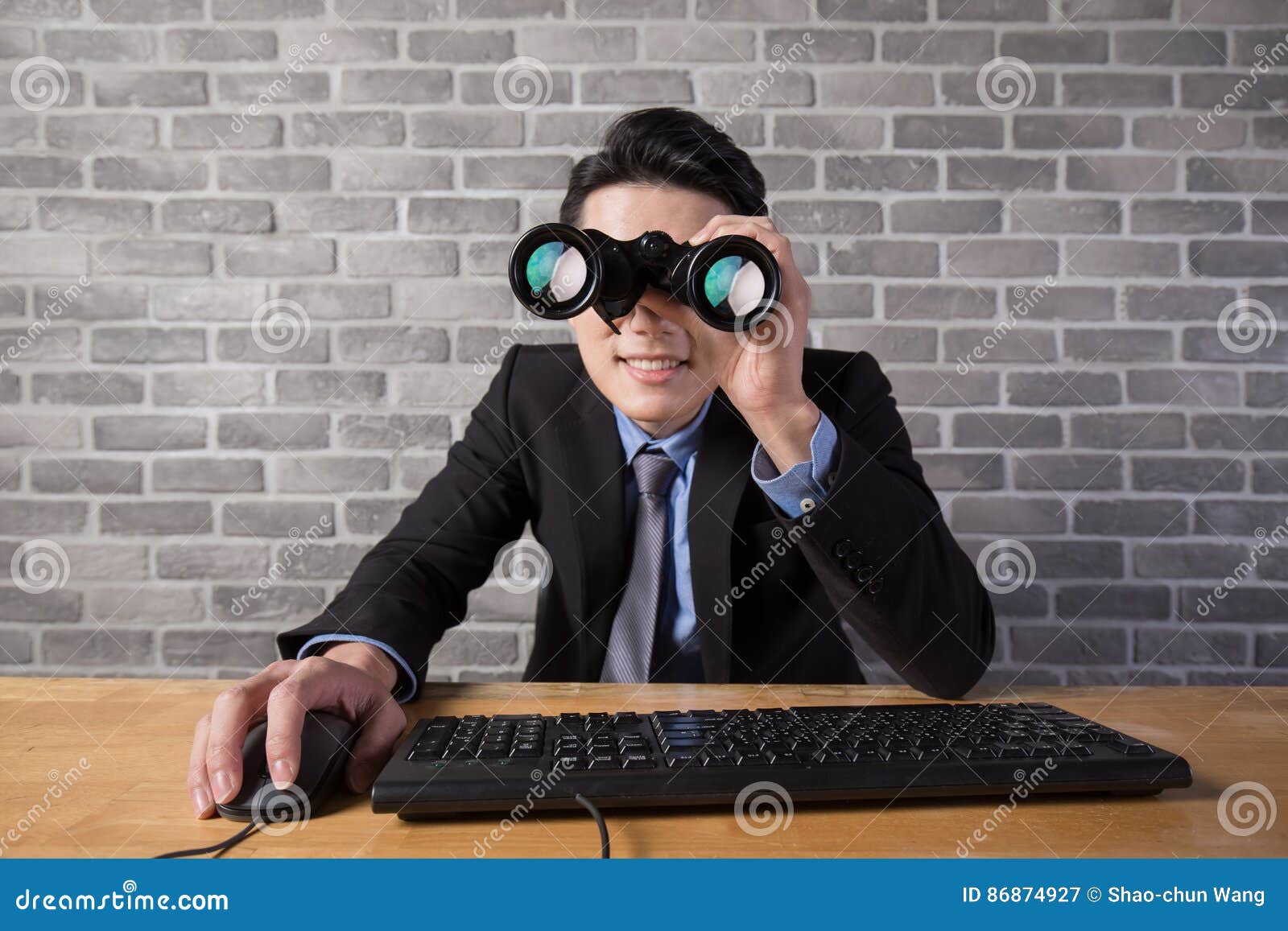 Business man use binocular stock image. Image of competition - 86874927