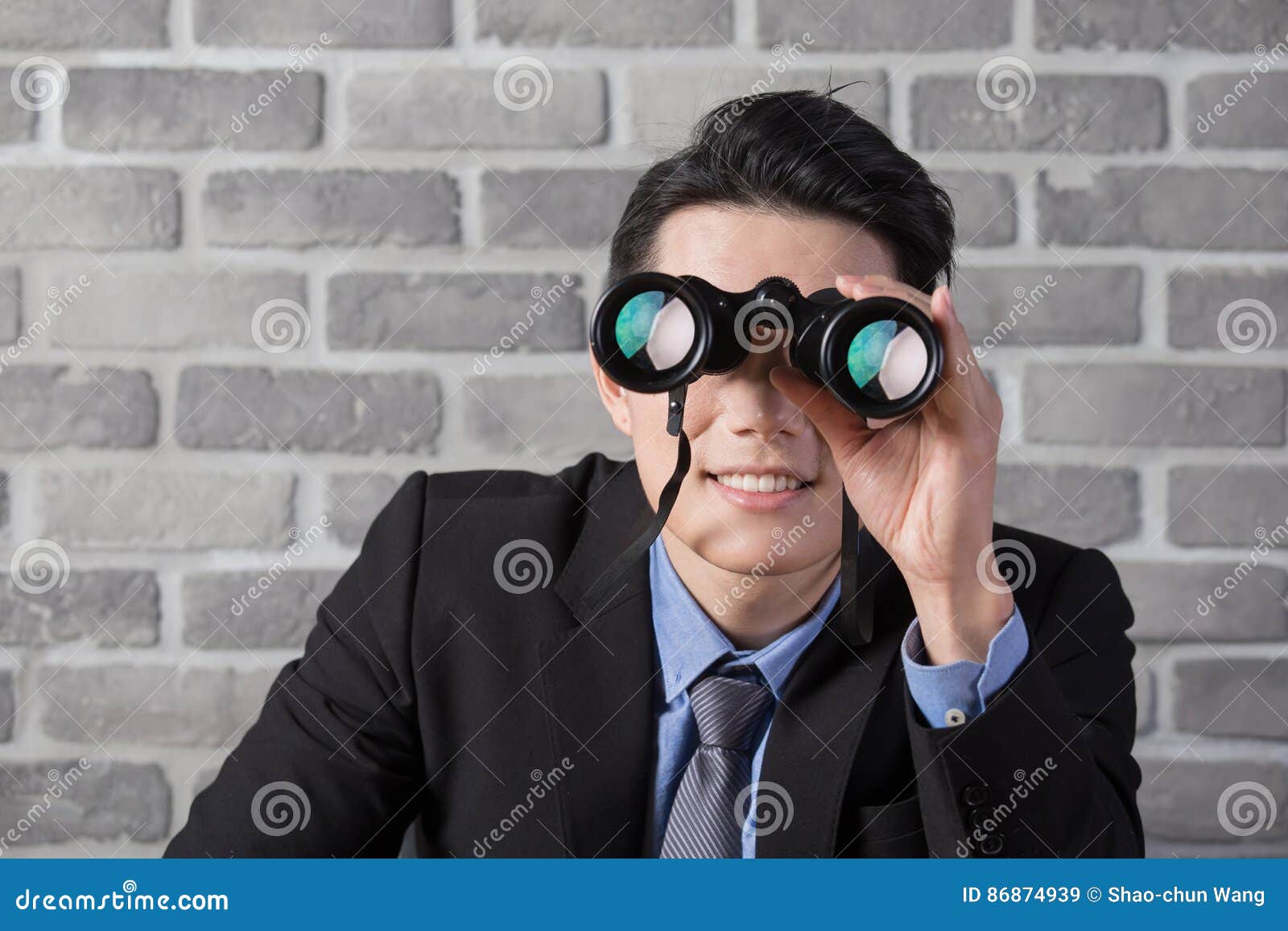 Business man use binocular stock image. Image of elegant - 86874939