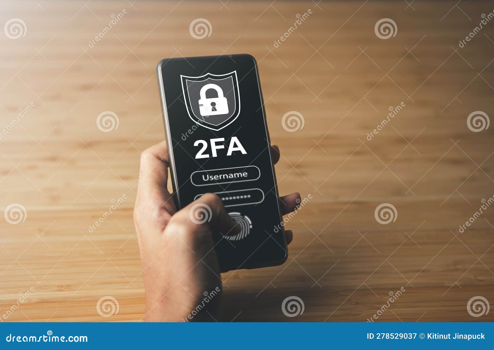 Business Man Use Mobile Phone with Security Icon and 2FA Screen ...