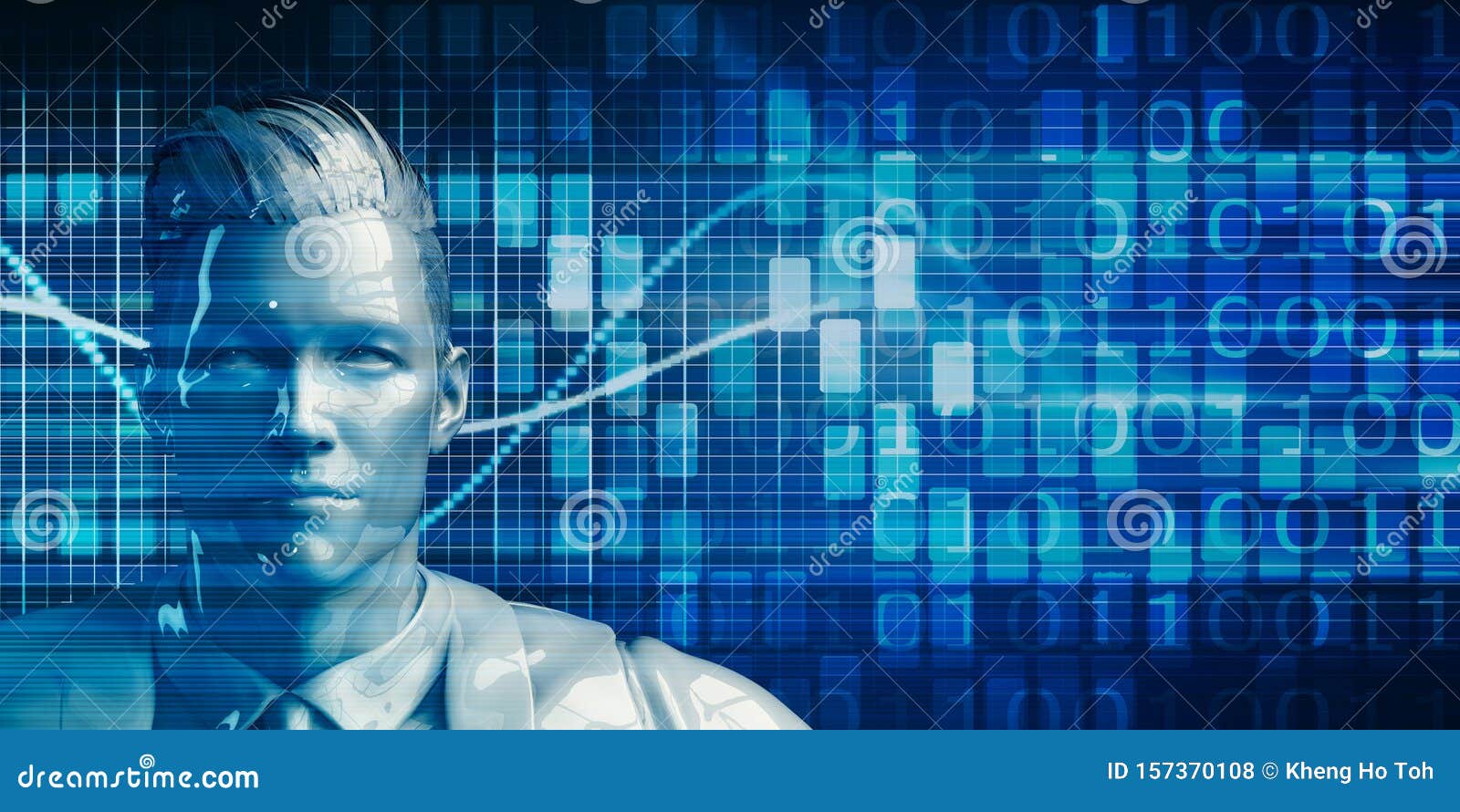 Business Man Using Data Analytics Technology Stock Illustration ...